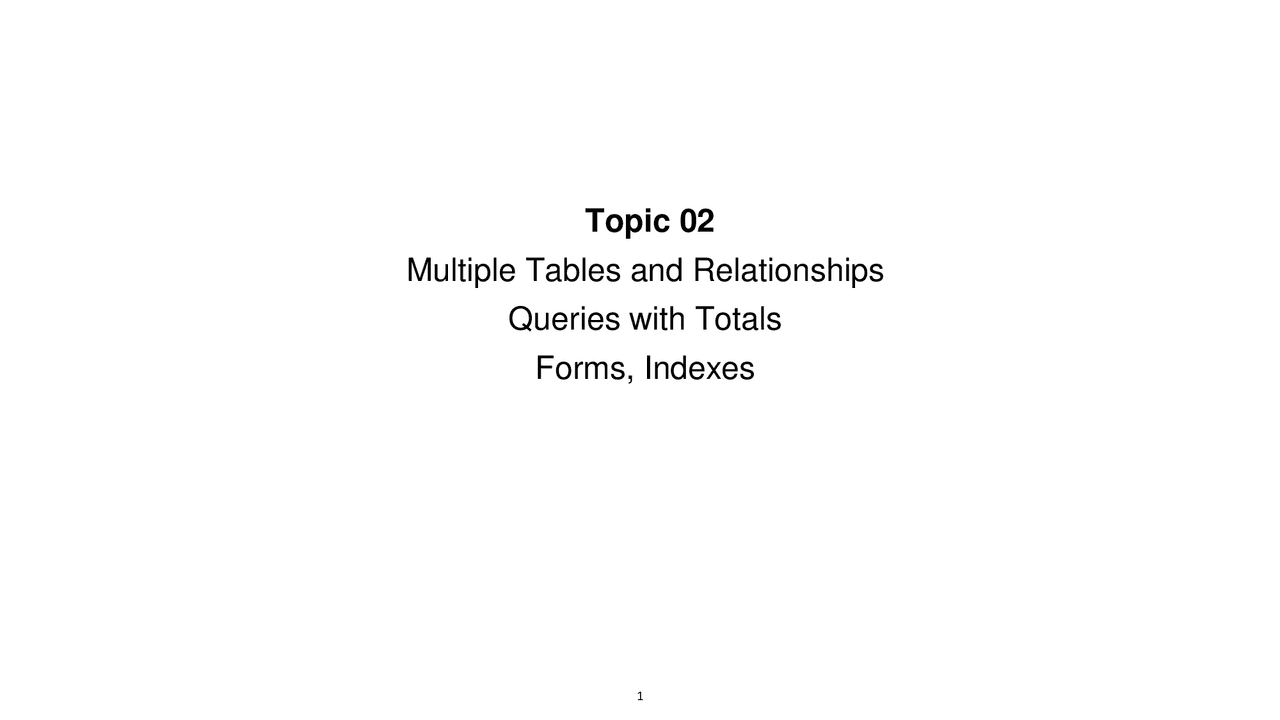 Database Tutorial 1 Docsity