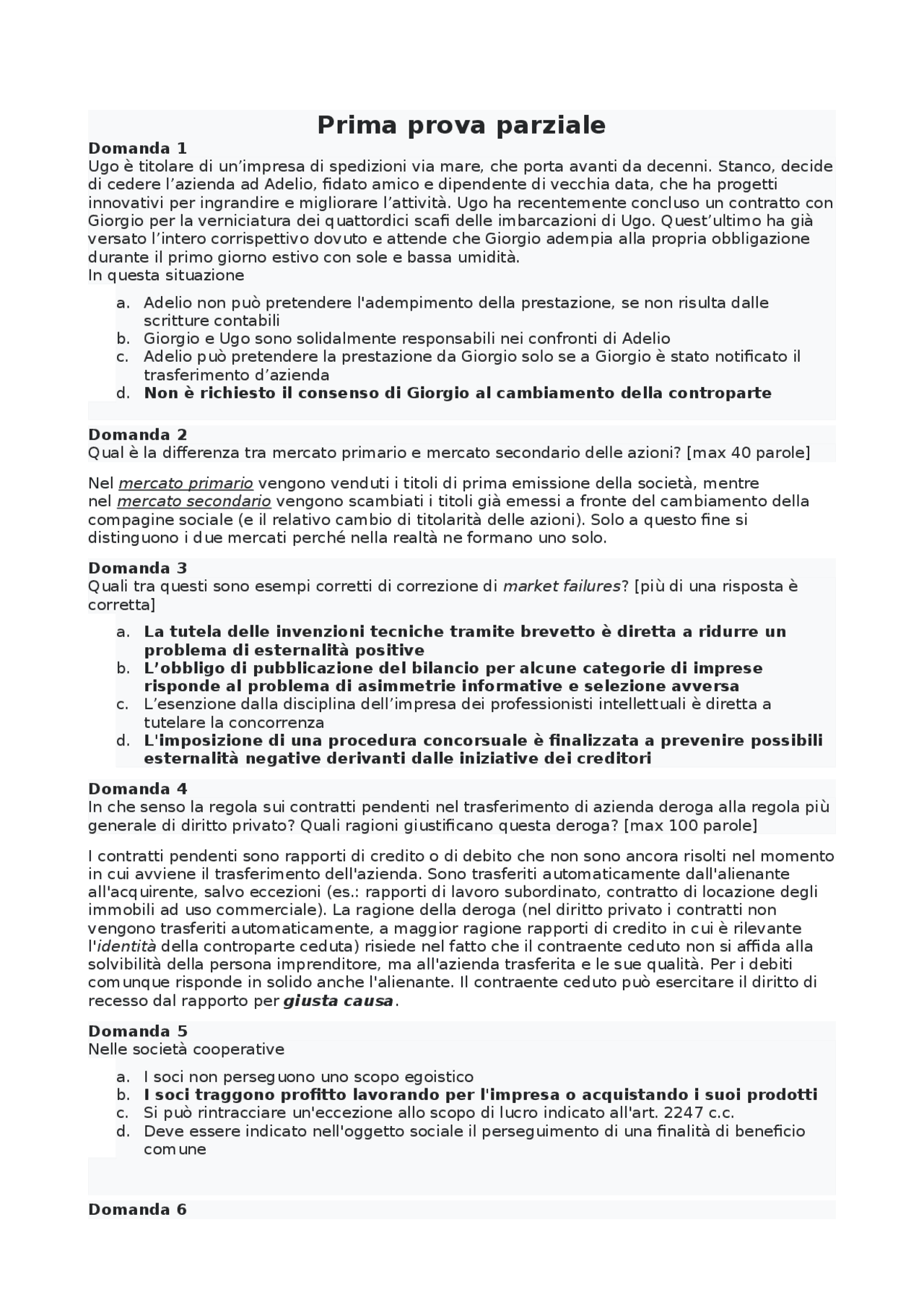 Prima Prova Parziale Docsity