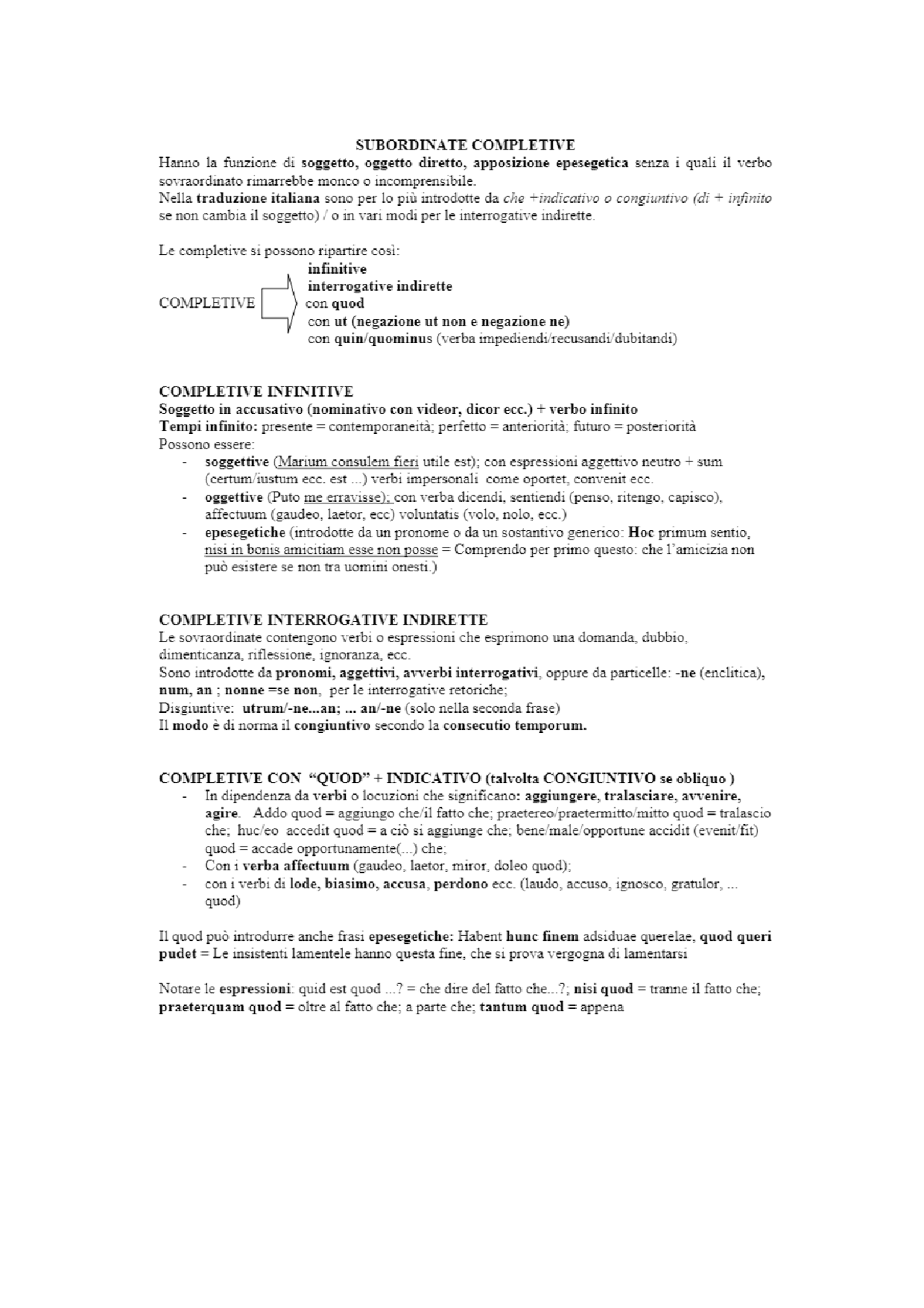 Schema subordinate completive - Docsity