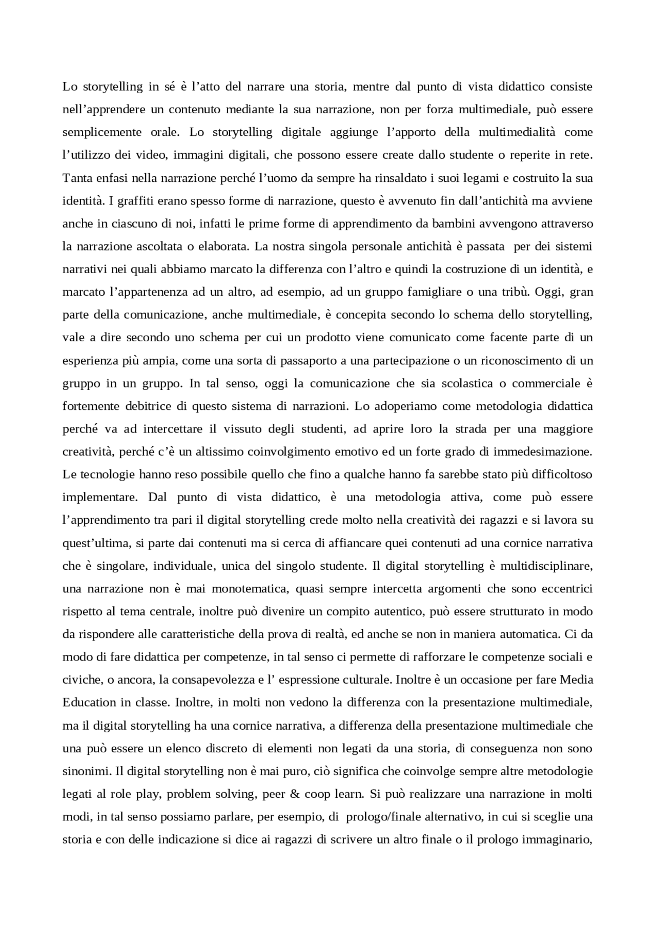 Digital Storytelling Docsity