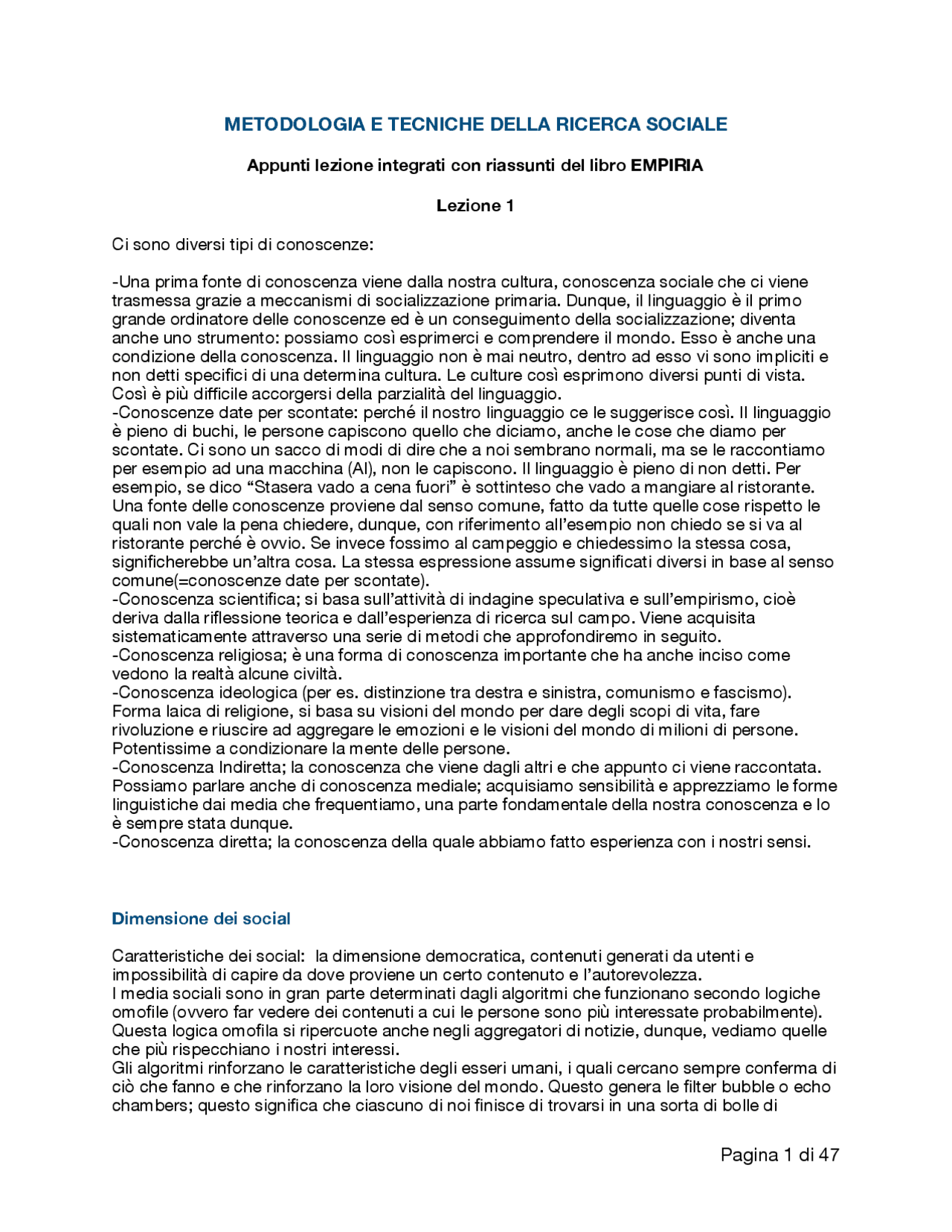 Appunti Metodologia Integrati Con Libro Docsity