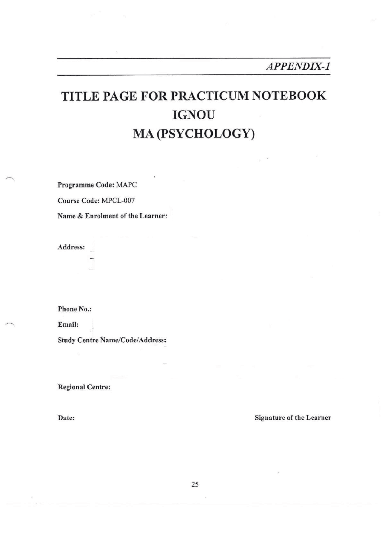 IGNOU MA PSYCHOLOGY - MAPC 007 practicals | Study Guides, Projects, Research Psychology | Docsity