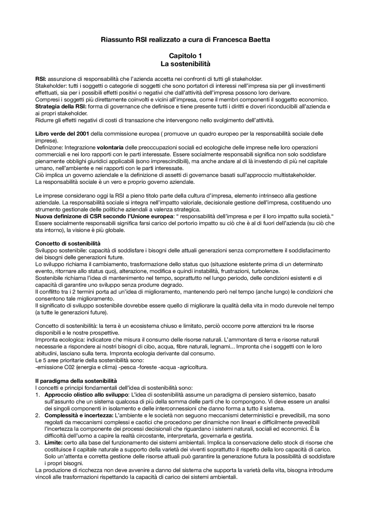 Responsabilità Sociale E Delle Imprese Unipr Docsity