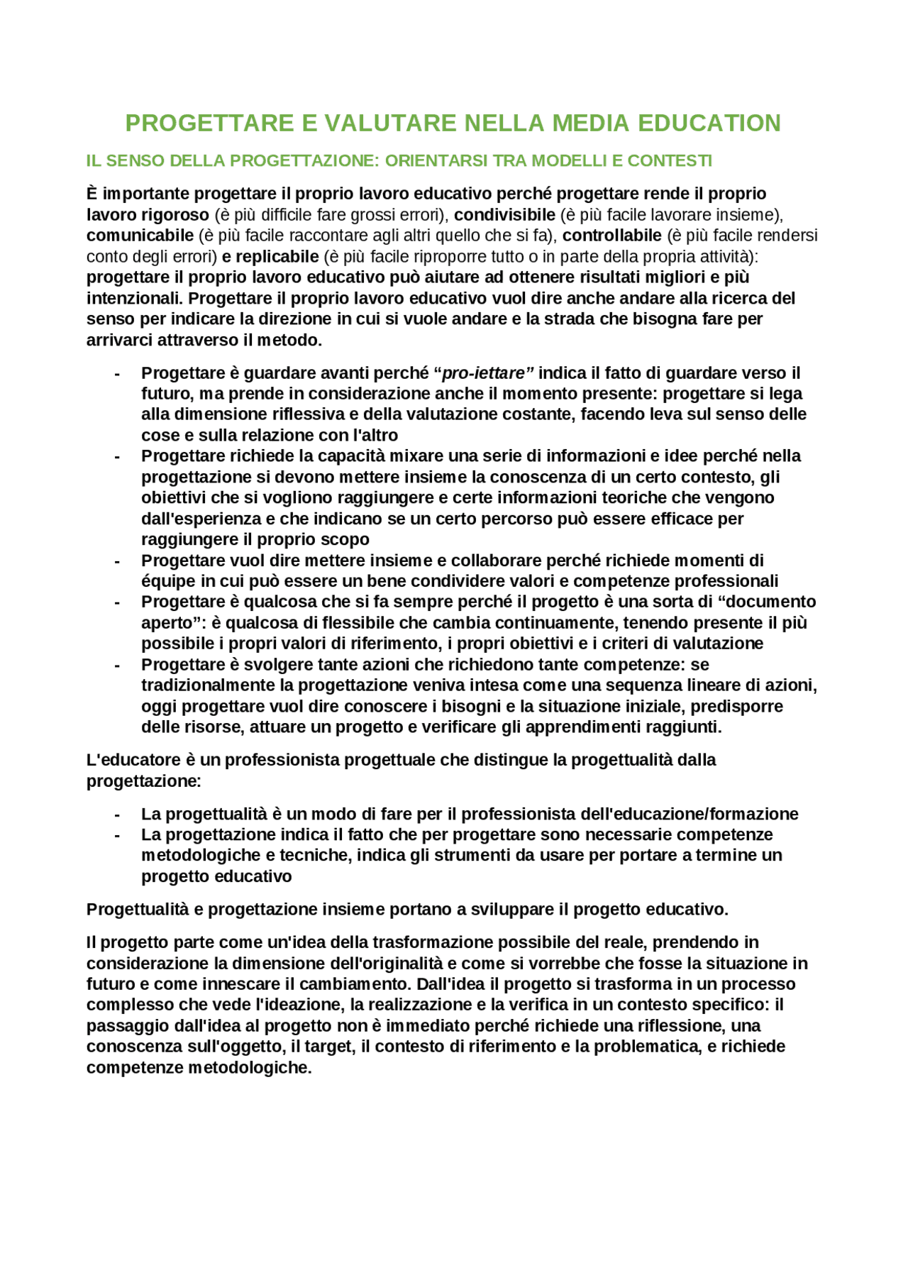 Progettare Nella Media Education Docsity