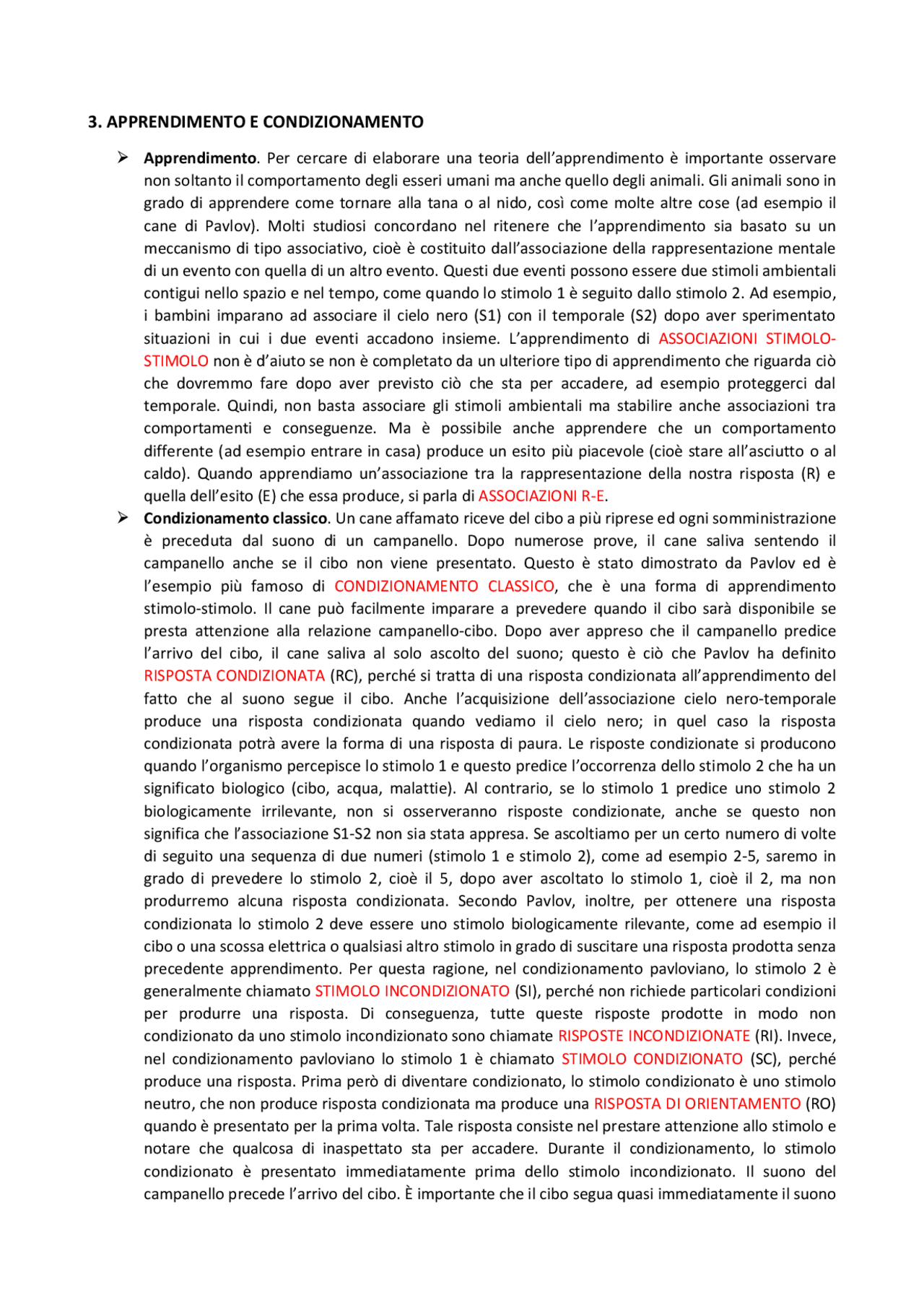 Apprendimento E Condizionamento Docsity