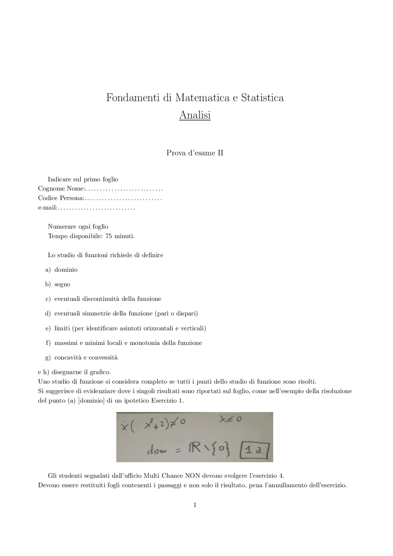 Prova Di Analisi Numero 3 Docsity