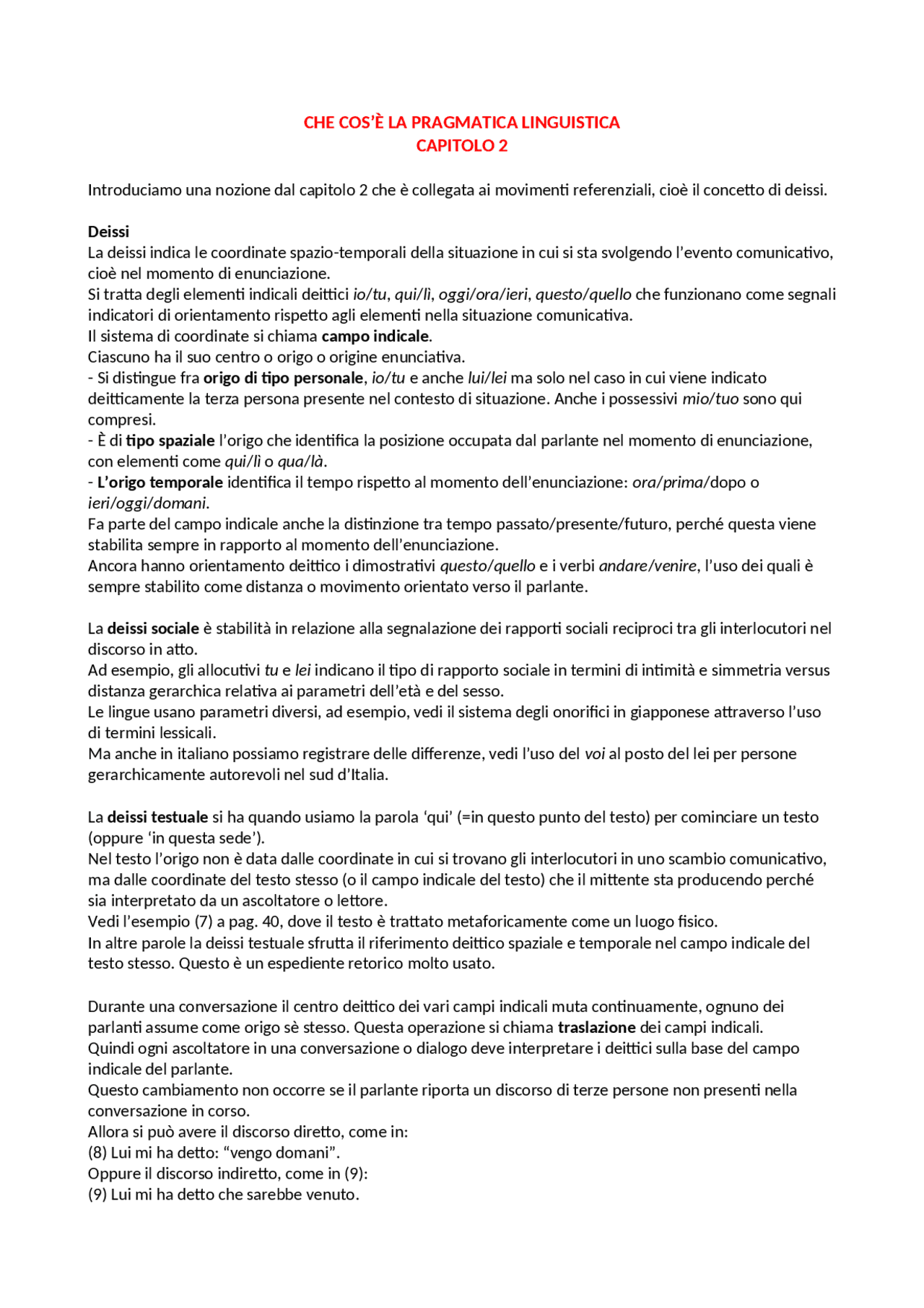 Che Cosè La Pragmatica Linguistica Capitolo 2 Docsity