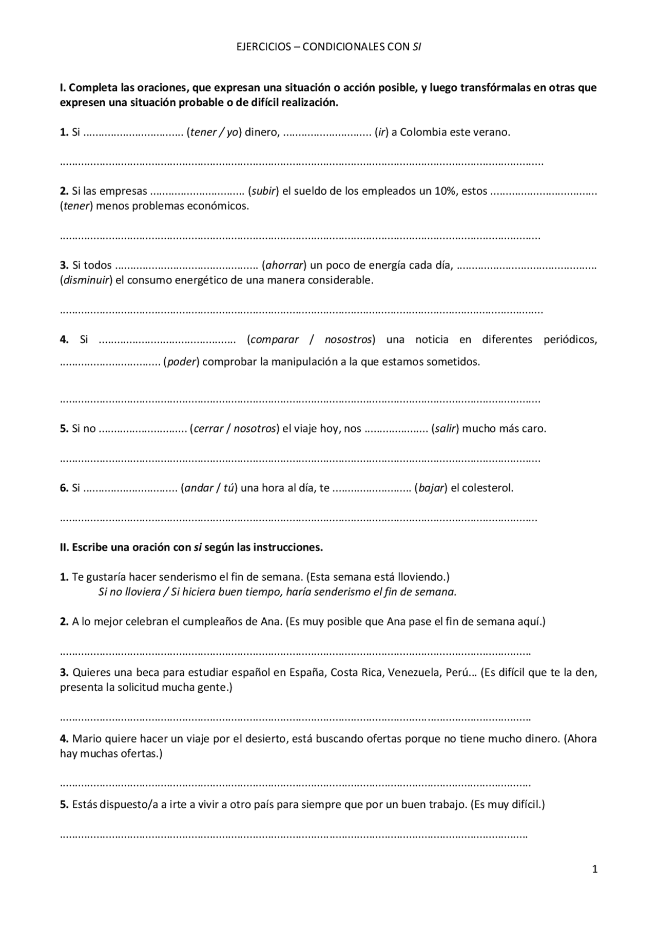 Oraciones condicionales - Docsity