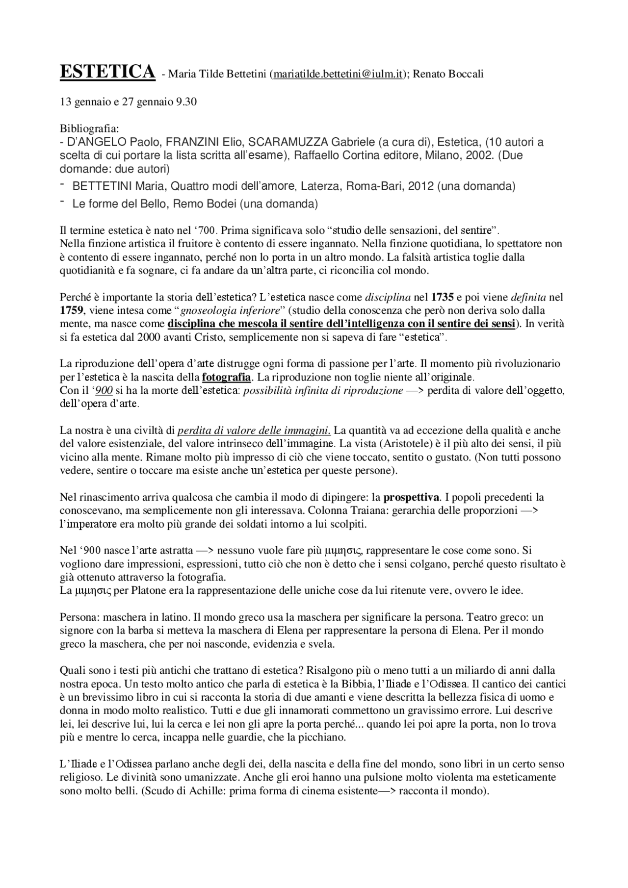 Manuale Di Estetica Riassunto Di 10 Autori Appunti Di Tutte Le