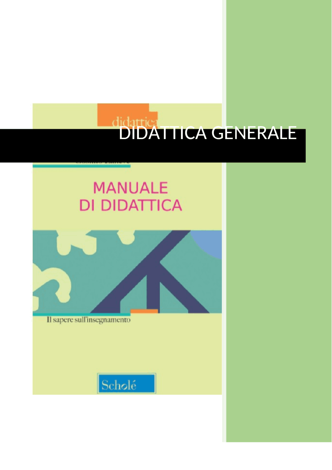 Manuale Di Didattica Generale Di Cosimo Laneve Libro Docsity