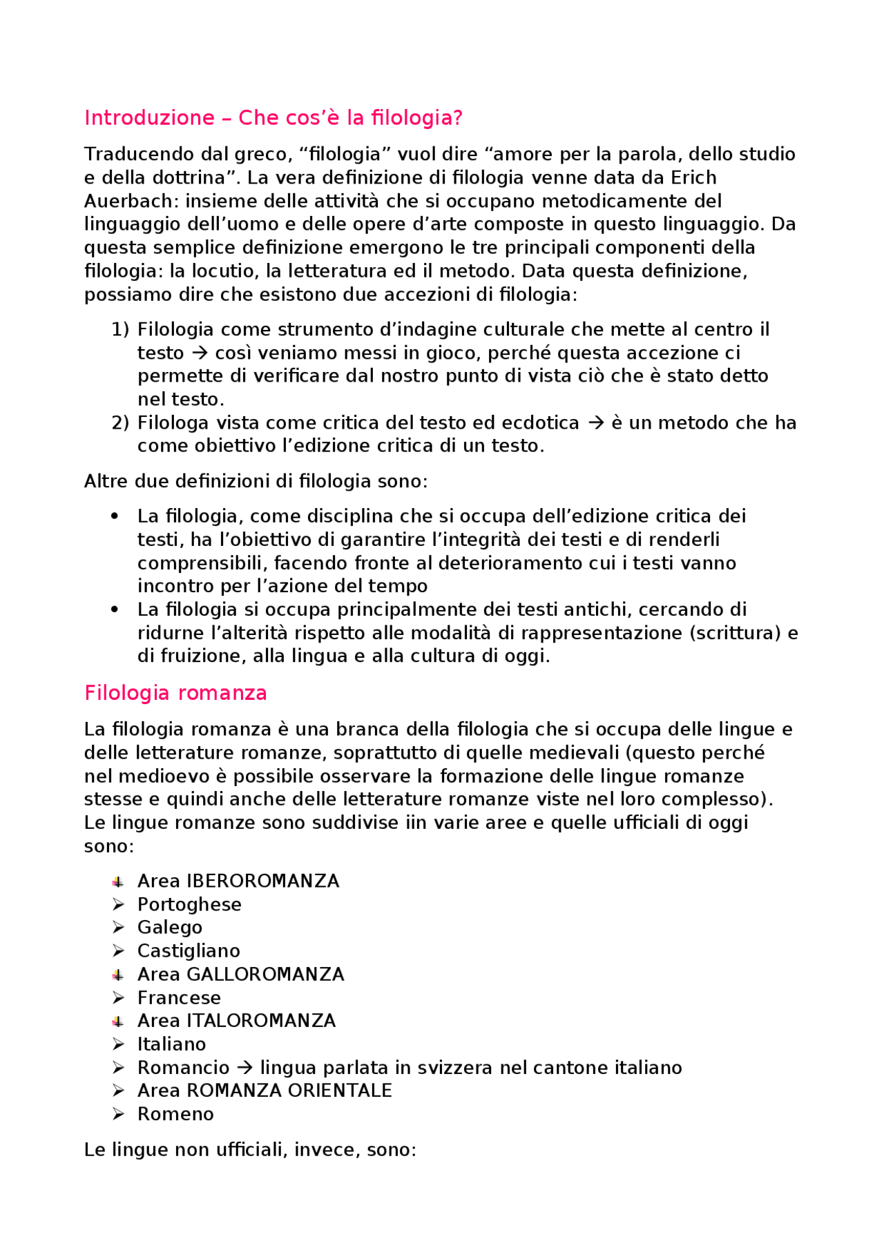Riassunto Corso Di Filologia Romanza Docsity
