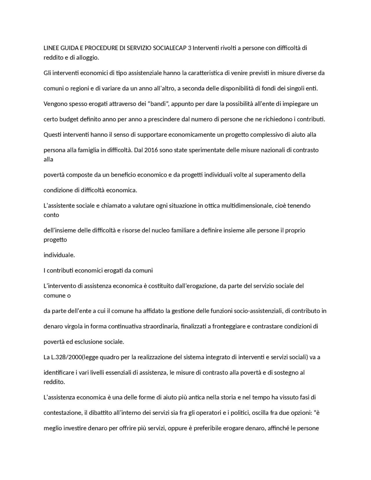 Linee Guida E Procedure Di Servizio Sociale Docsity