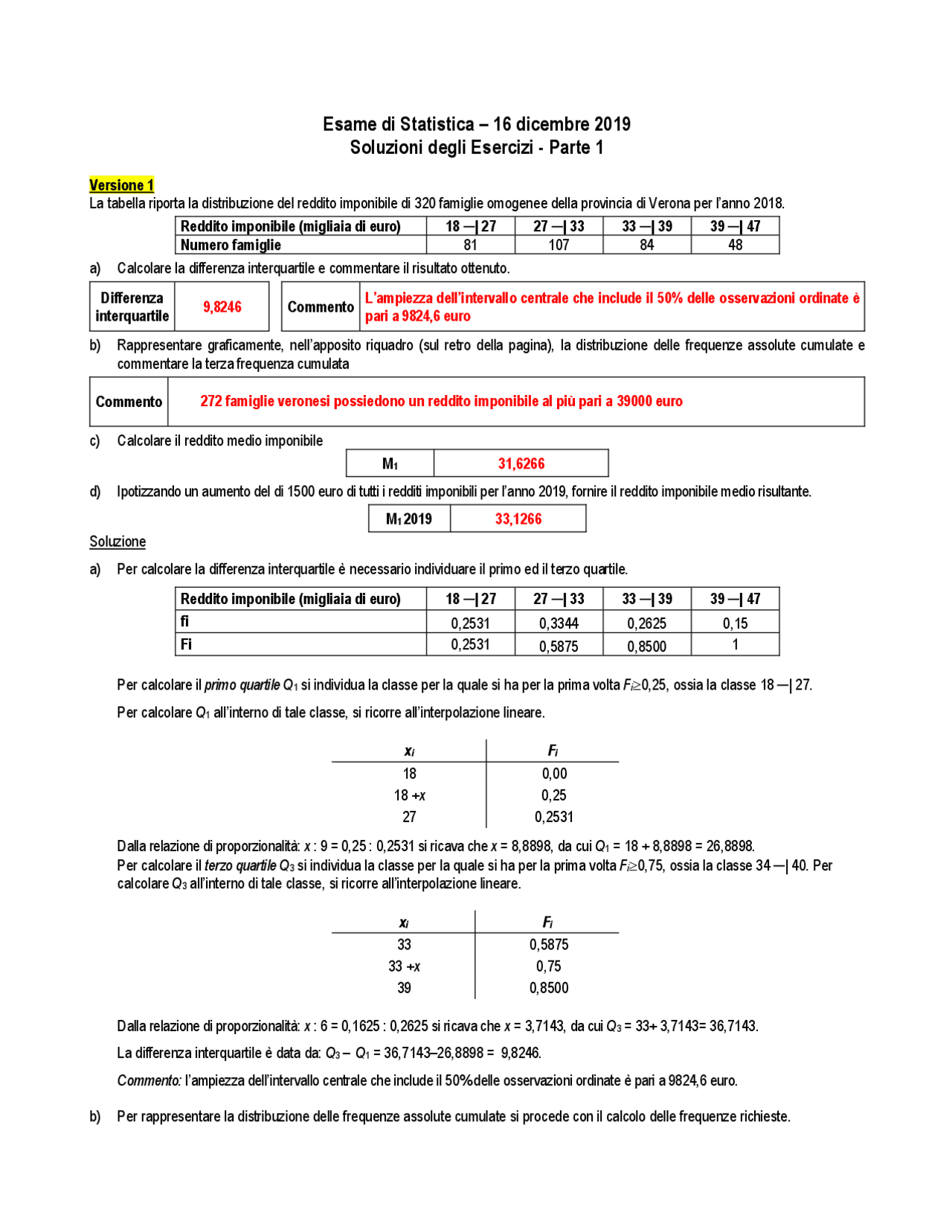 Soluzione Temi Desame Di Statistica Docsity