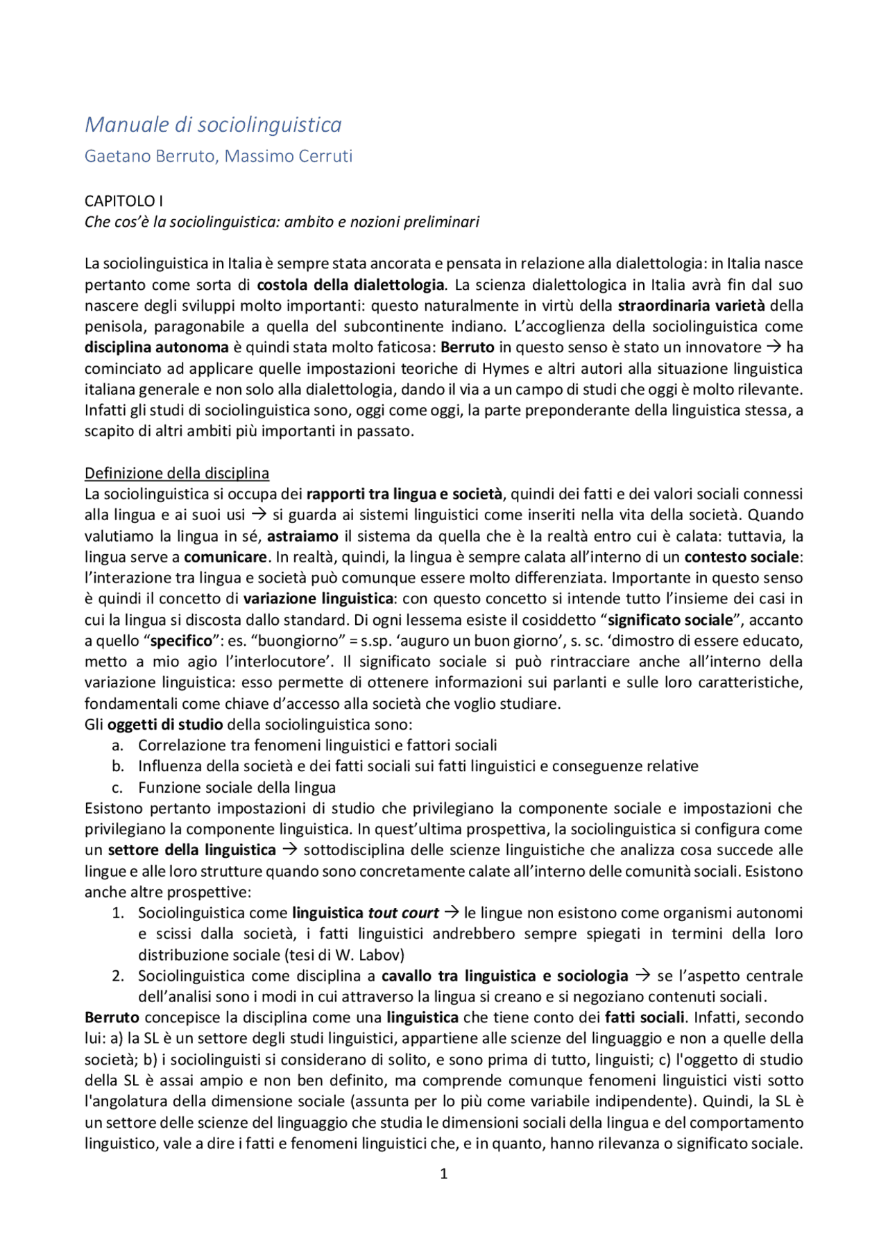 Manuale Di Sociolinguistica Berruto Con Appunti Docsity