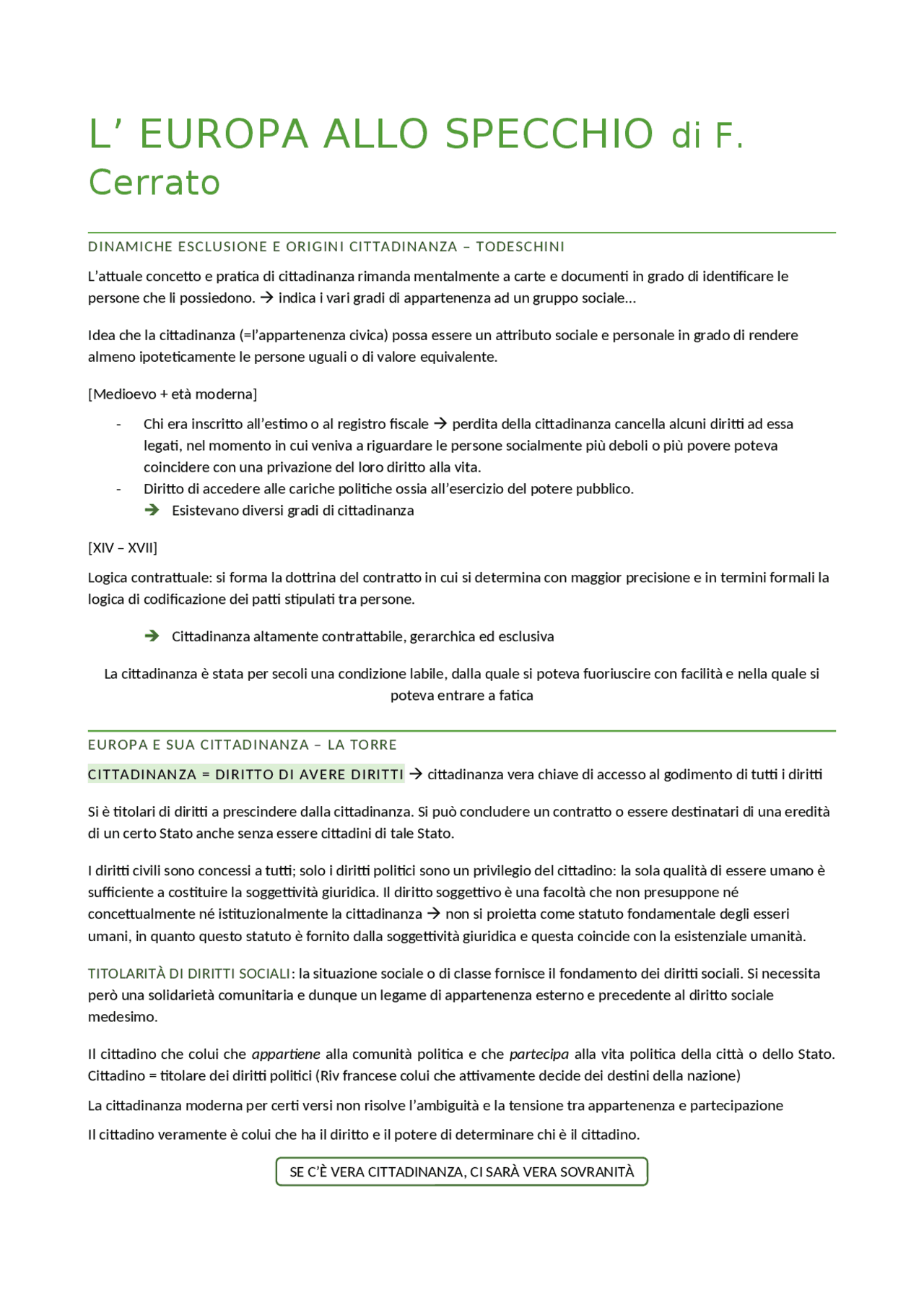Leuropa Allo Specchio Cittadinanza Docsity