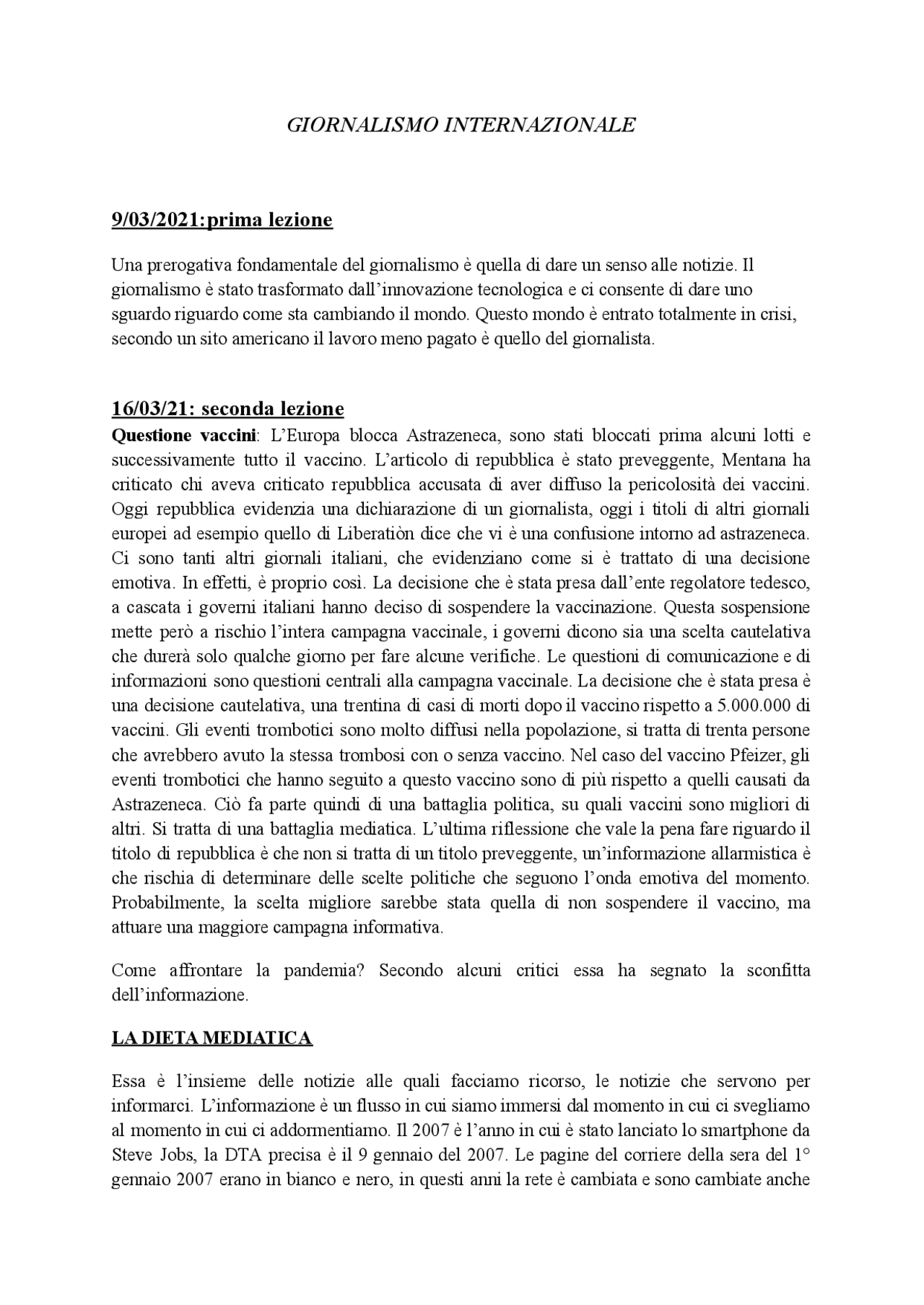 Appunti Delle Lezioni Docsity