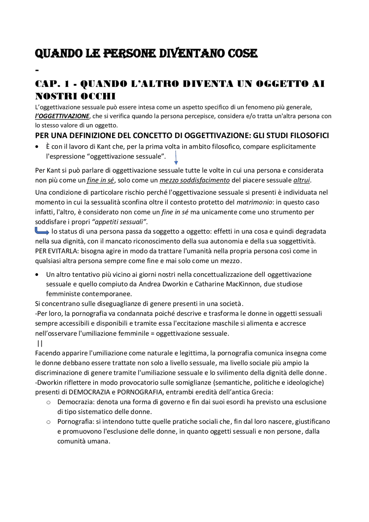 Quando Le Persone Diventano Cose Riassunto Docsity