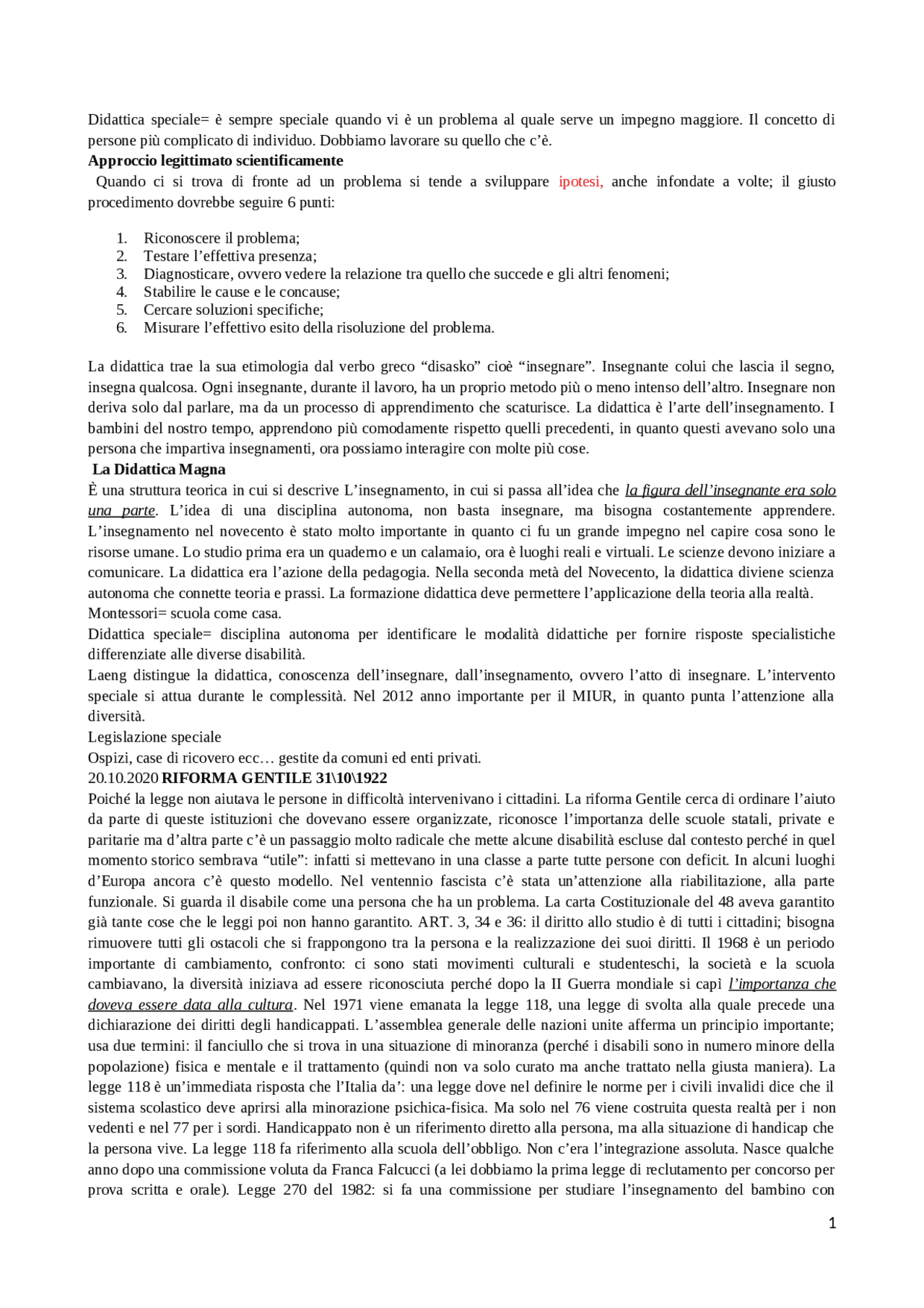 Didattica Speciale Scienze Motorie Docsity