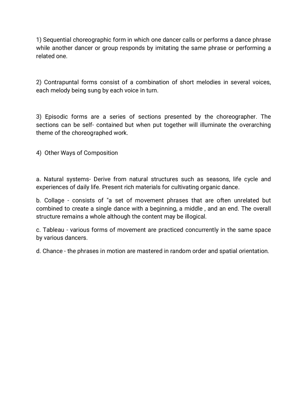 Sequential choreographic form - Docsity