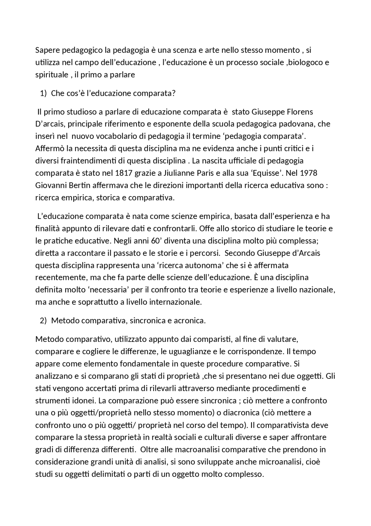 Educazione Comparata Docsity