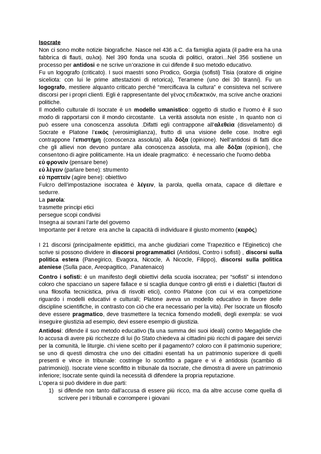 Isocrate e Demostene - Docsity