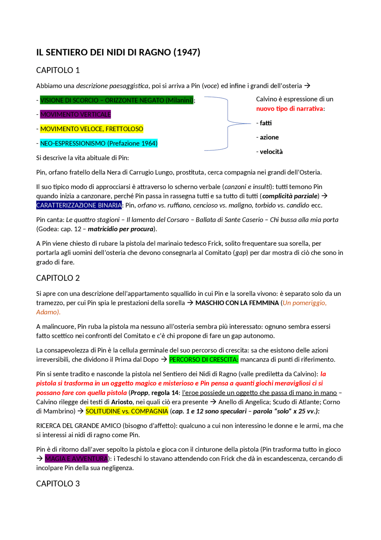 Appunti Di Il Sentiero Dei Nidi Di Ragno Docsity