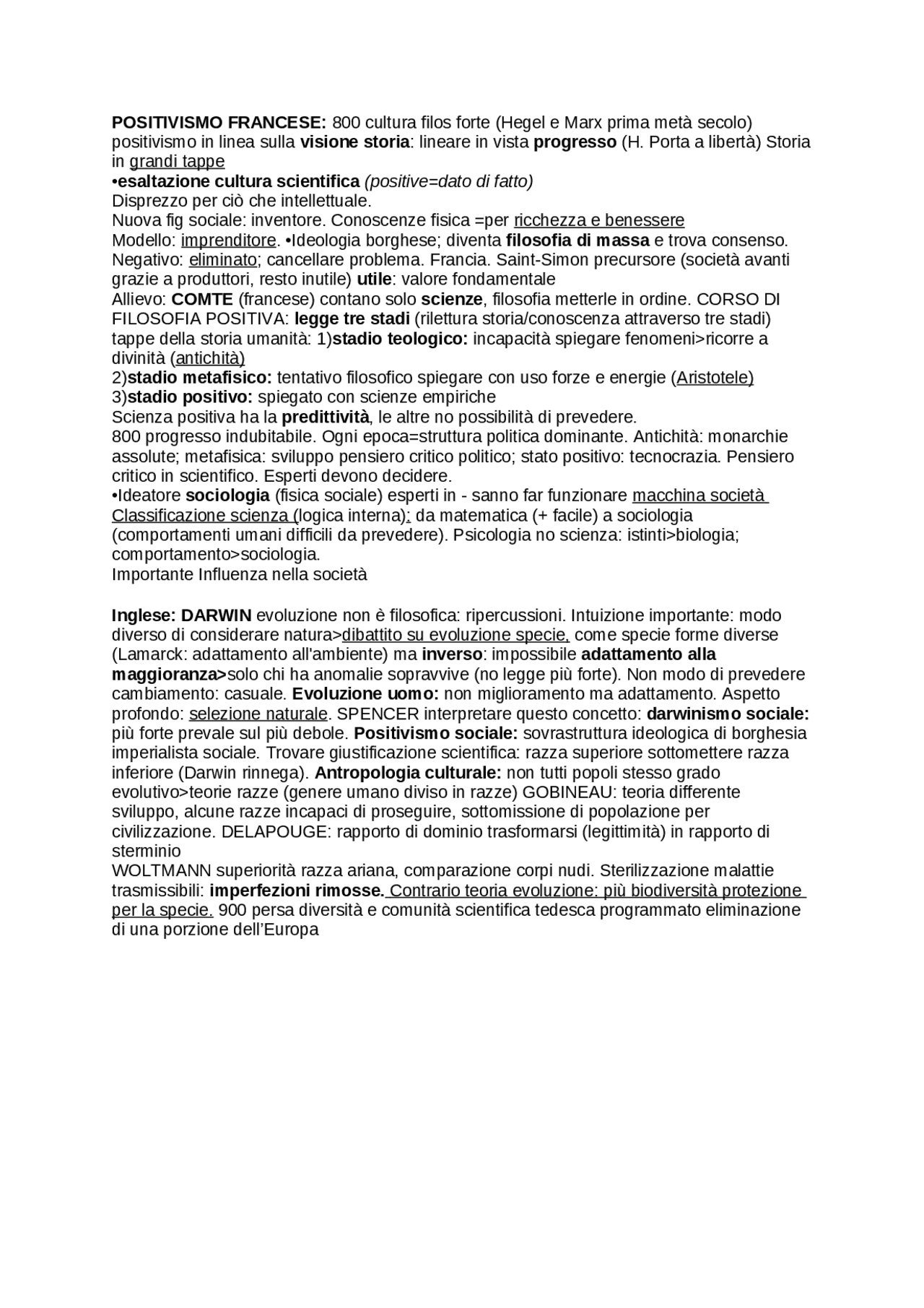 Positivismo francese e inglese - Docsity