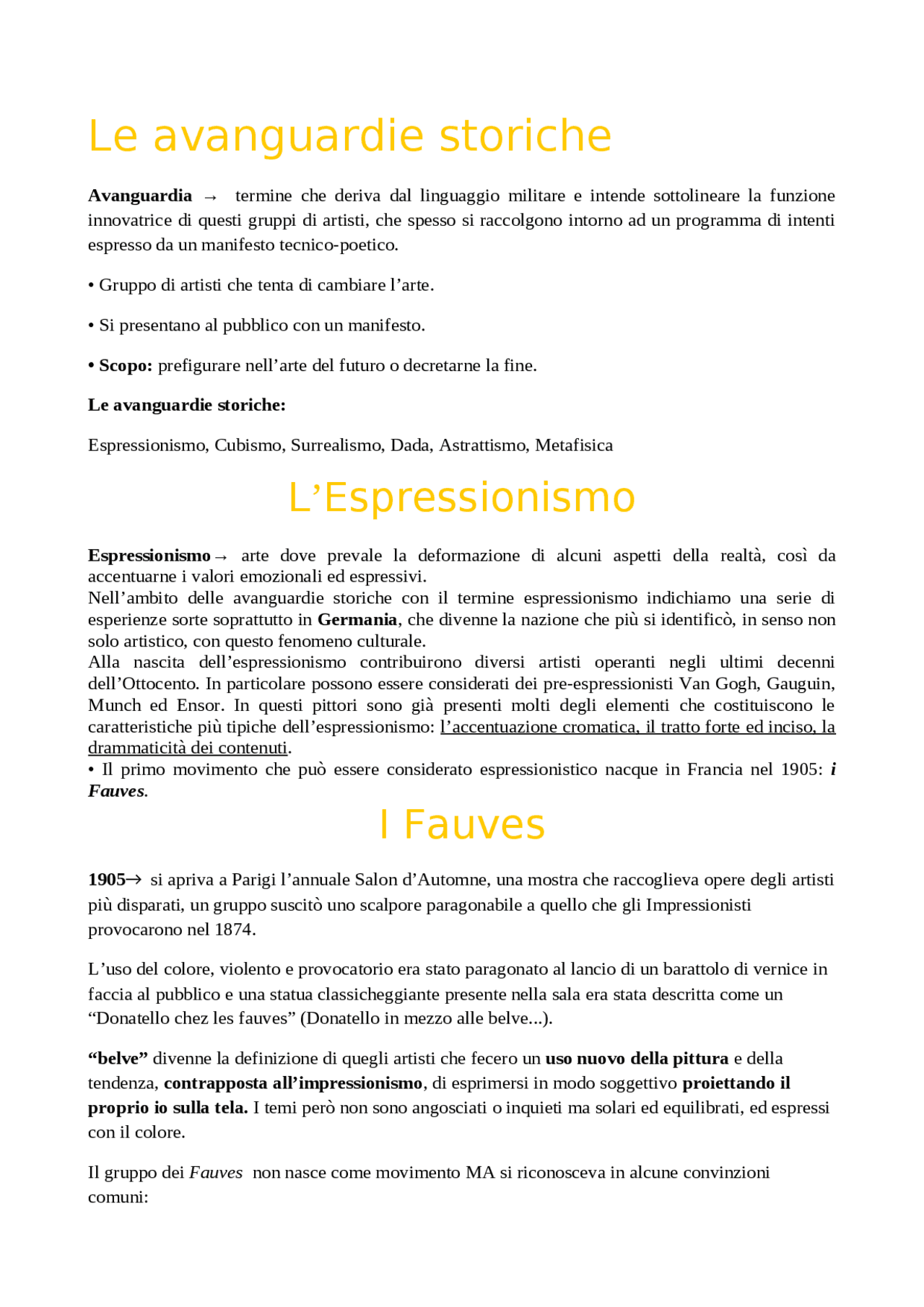 Le Avanguardie Storiche Docsity