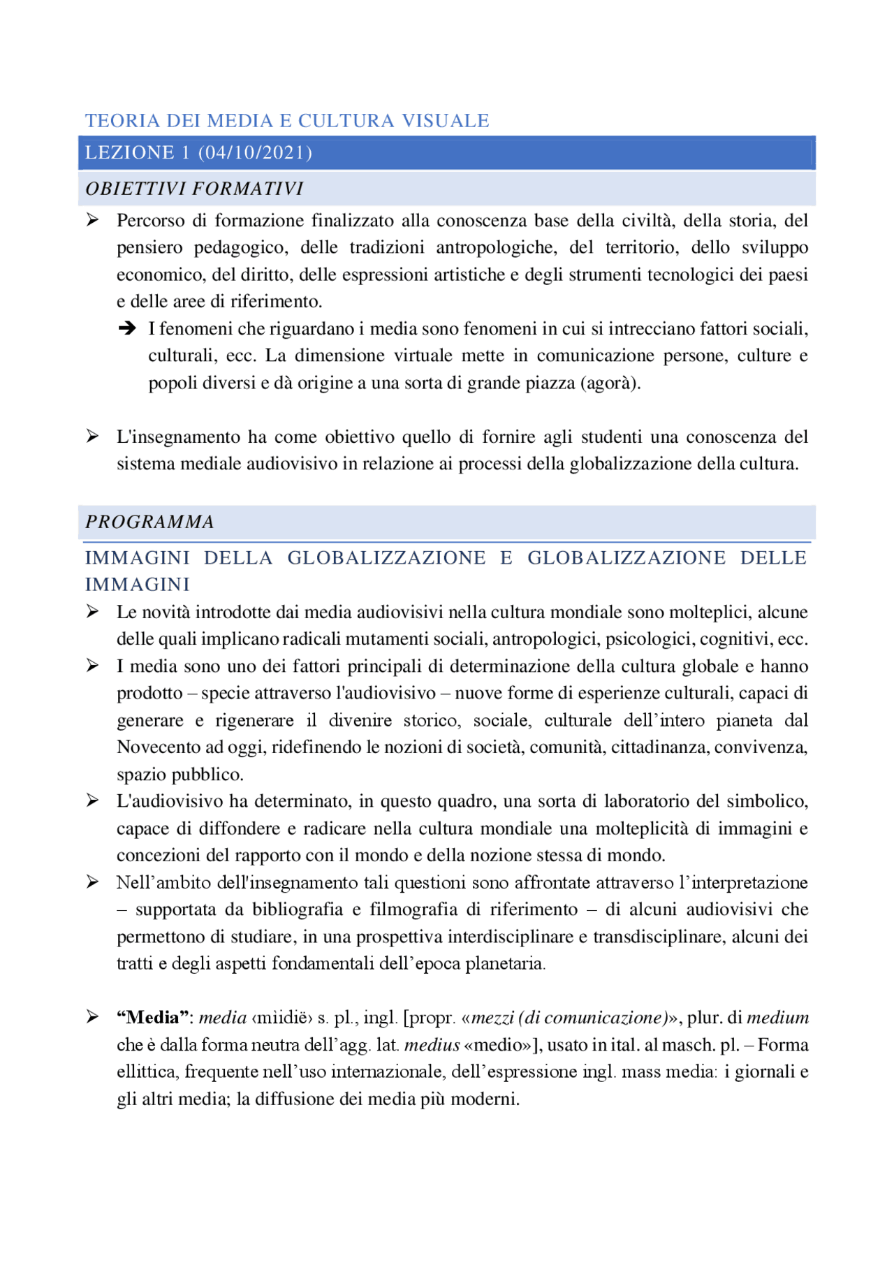 Teoria dei Media e Cultura Visuale - Appunti | Appunti di Cultural ...