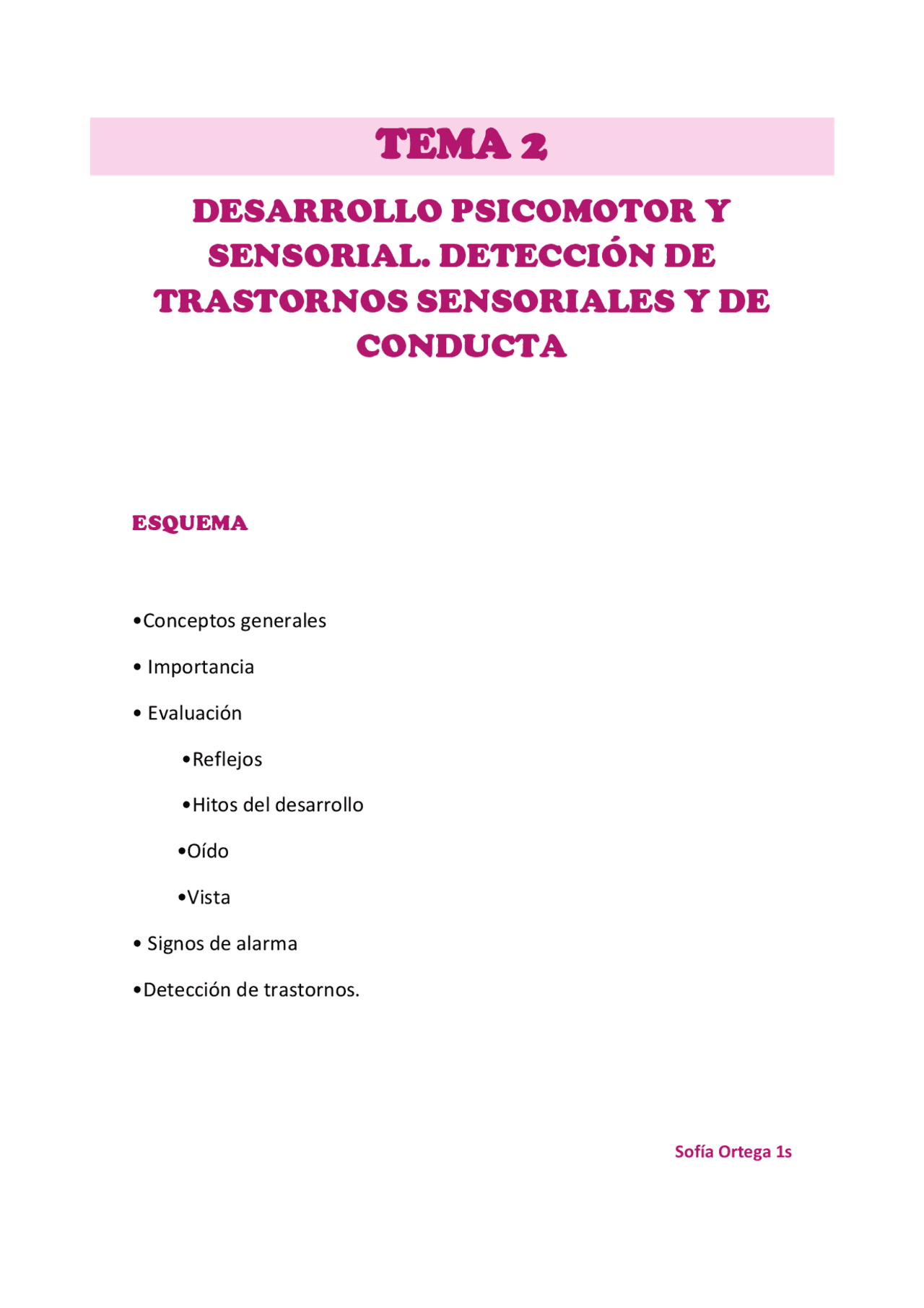 ESQUEMA T.2 DE INFANCIA, SALUD Y ALIMENTACIÓN - Docsity