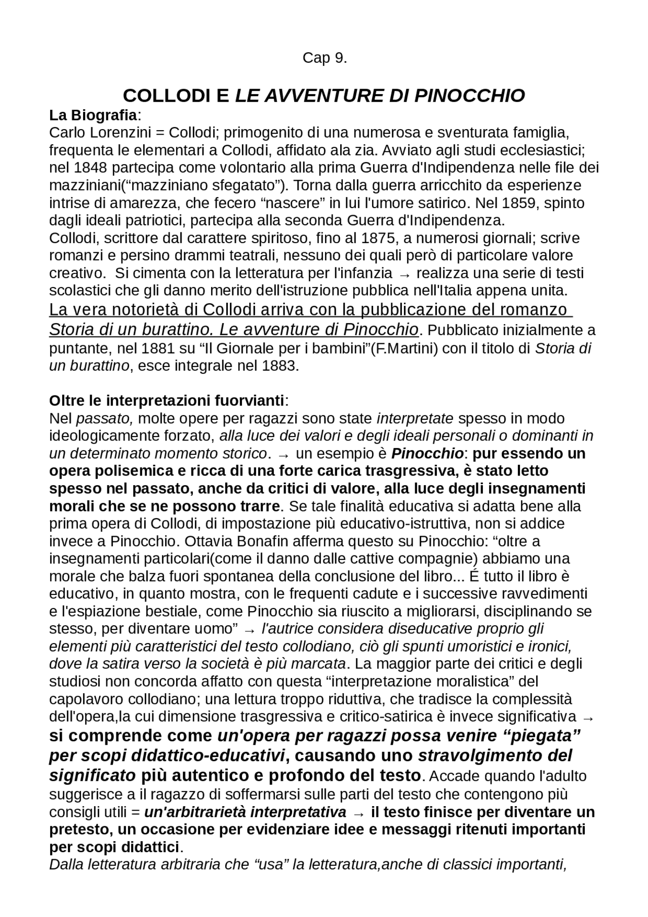 Cap 9 10 Letteratura Per Linfanzia E Adolescenza Blezza Docsity