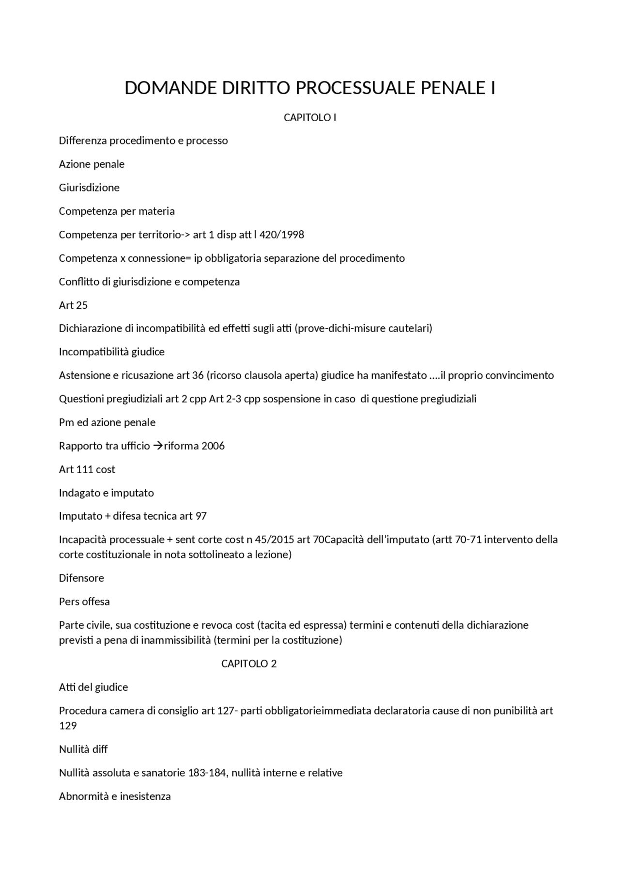 Domande Diritto Processuale Penale Docsity