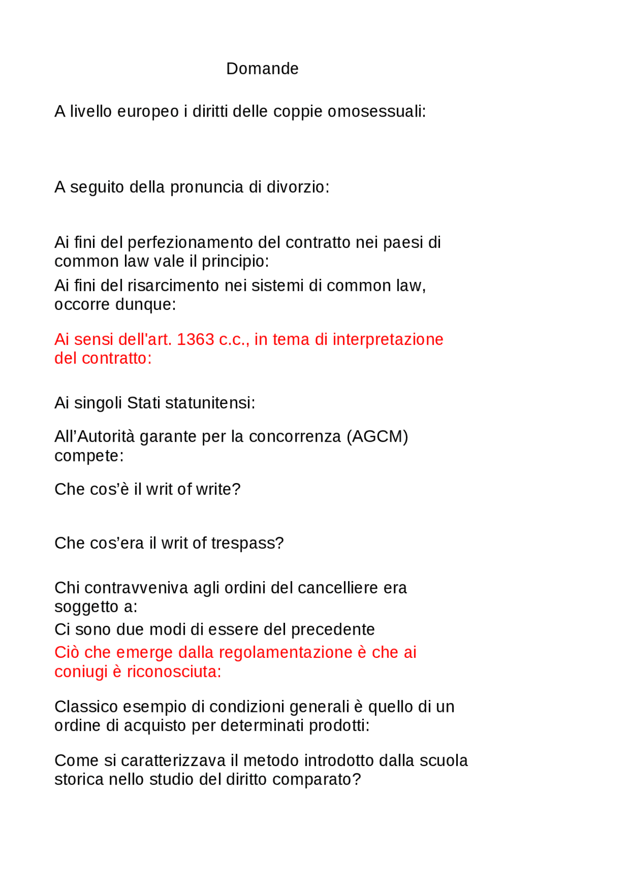 Domande E Risposte Dei Test Di Diritto Privato Comparato Docsity