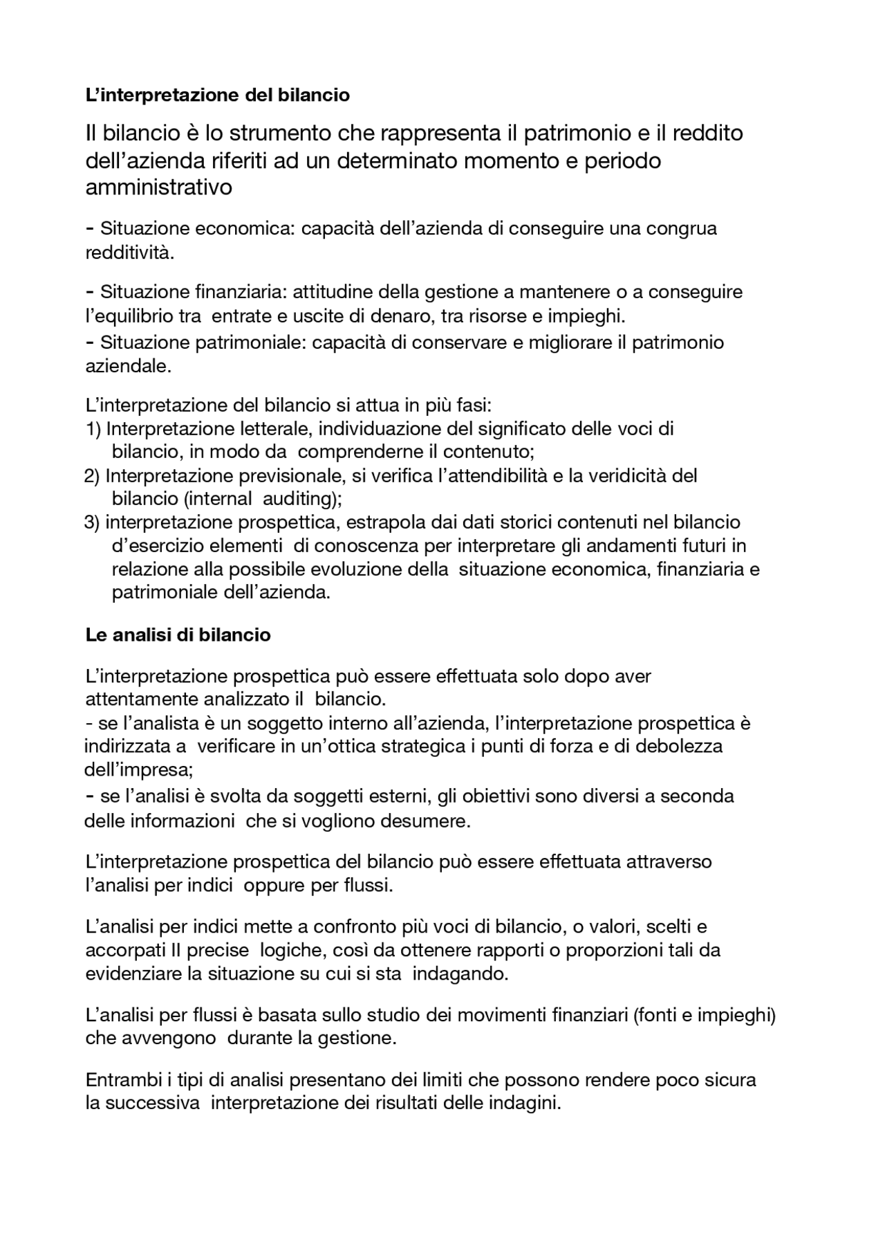 Analisi Di Bilancio Per Indici E Flussi Docsity