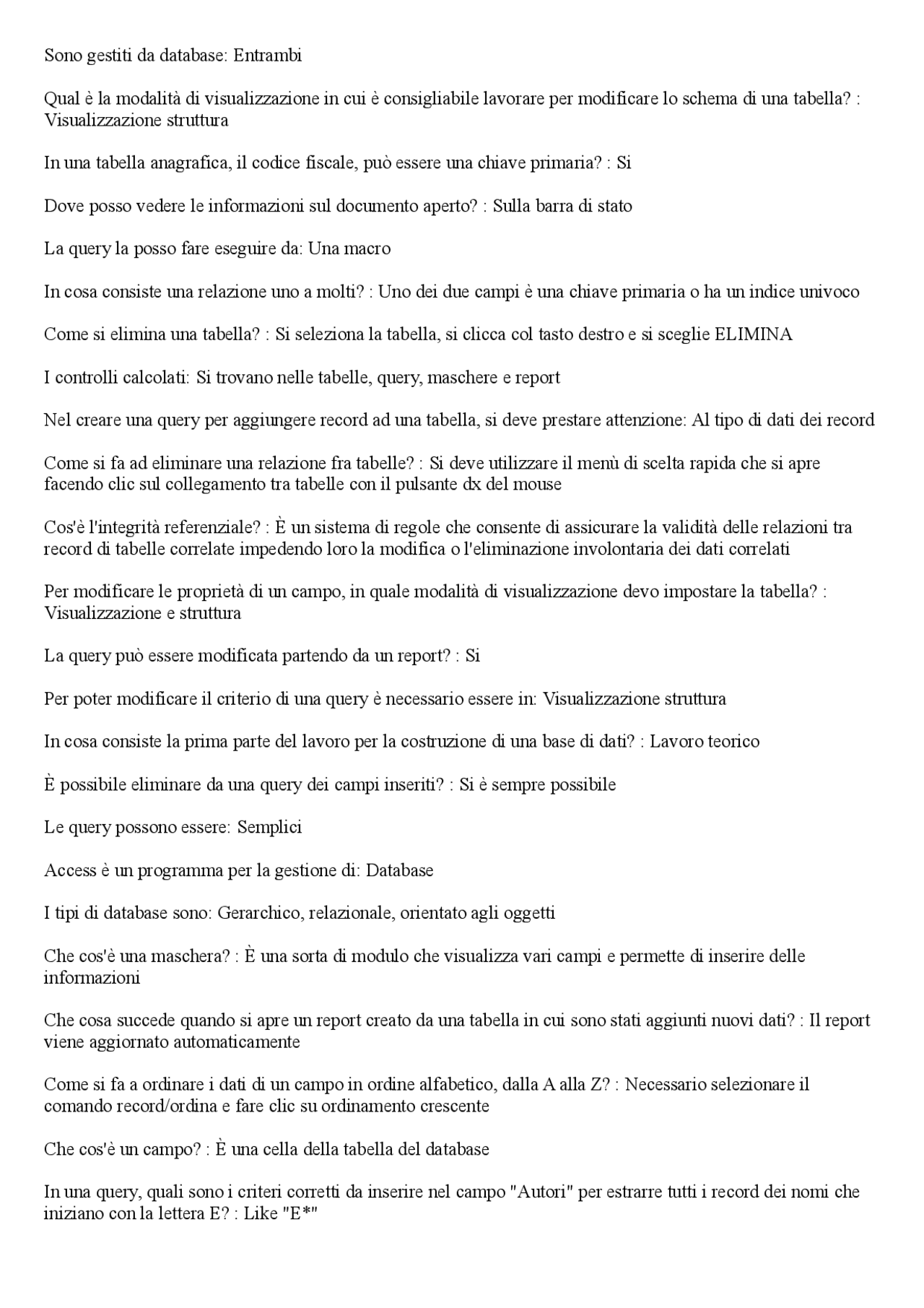 Eirsaff full modulo 8 | Esercizi di Informatica gestionale | Docsity