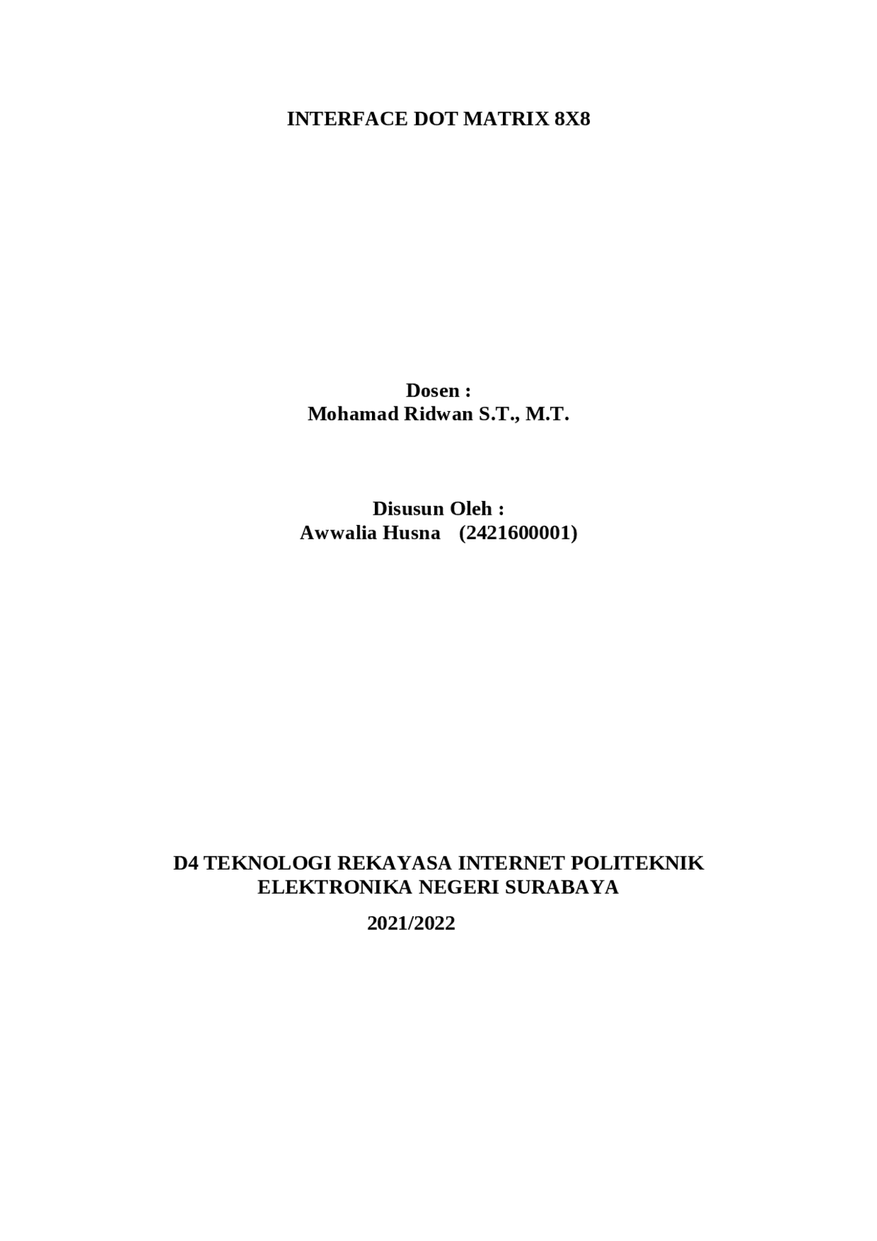 Interface Dot Matrix 8x8 - Docsity