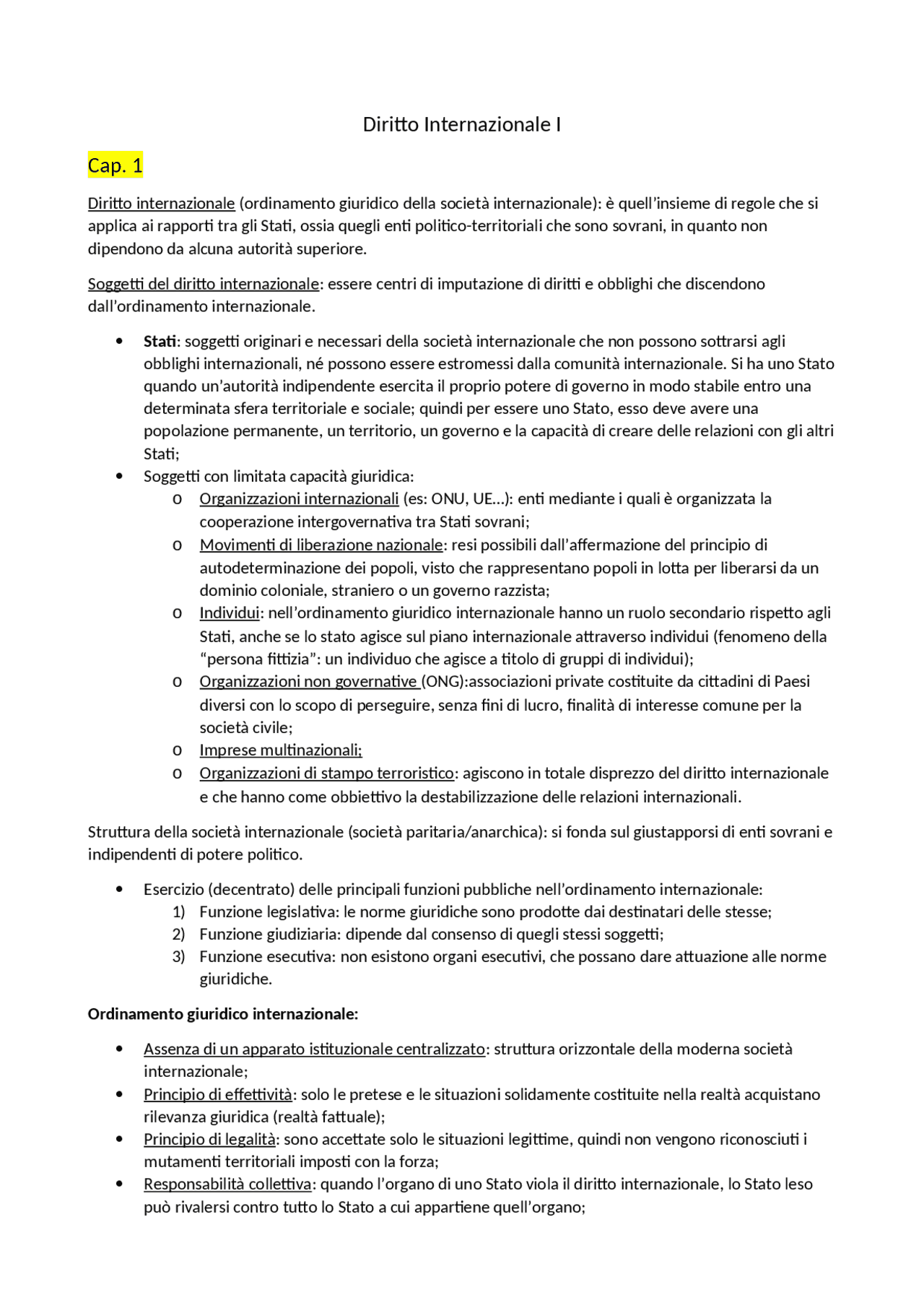 Riassunto Diritto Internazionale Cassese 2017 Docsity