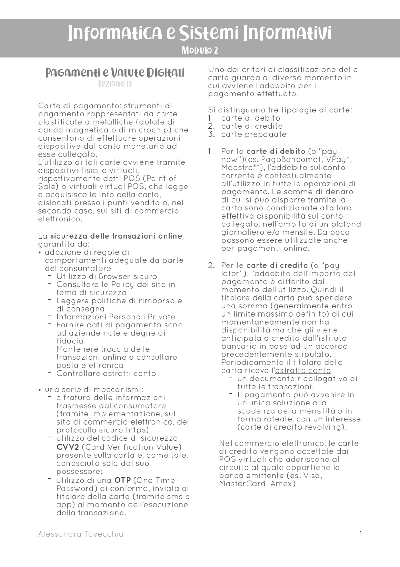 Secondo Modulo Informatica Docsity