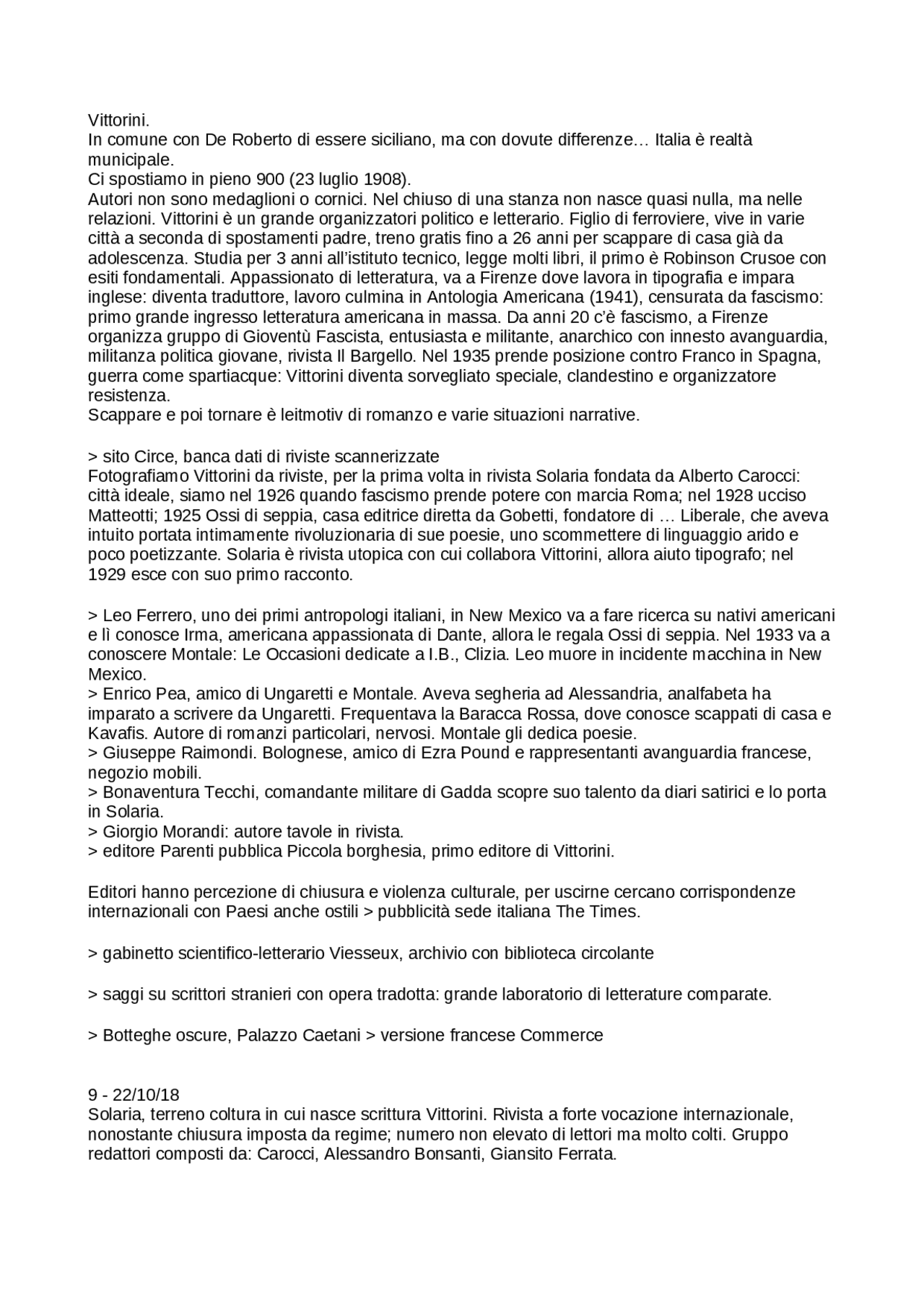 Appunti Del Libro Conversazione In Sicilia Di Vittorini Docsity