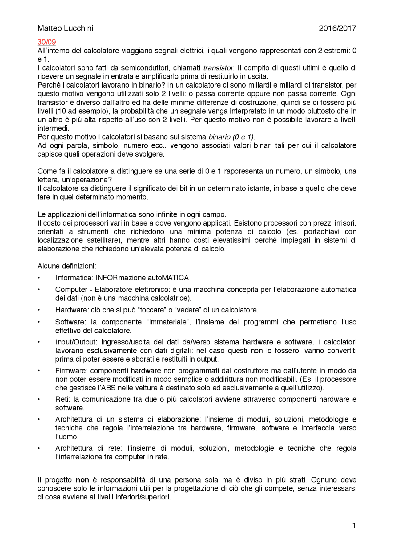 Fondamenti Di Informatica 1 Appunti Di Fondamenti Di Informatica