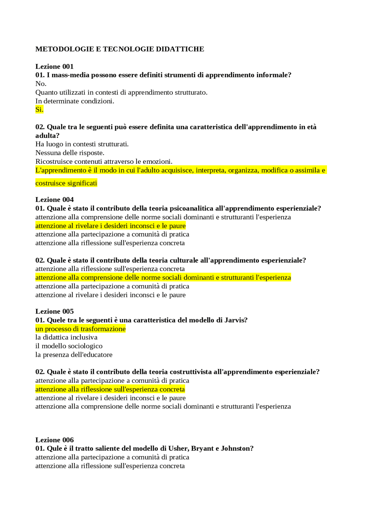 Metodologie E Tecnologie Didattiche Docsity
