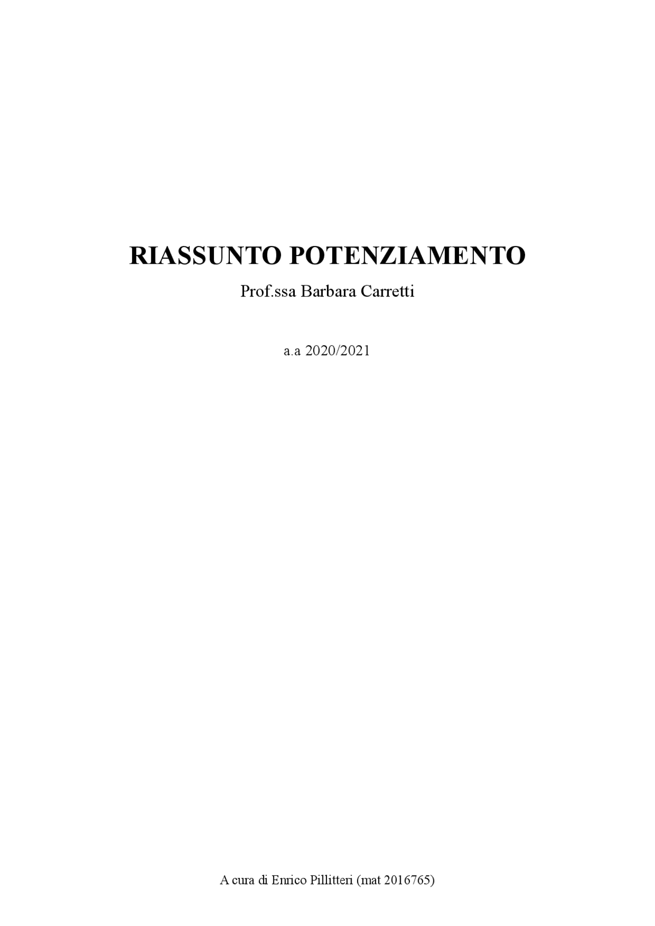 Riassunto Potenziamento Cognitivo Docsity