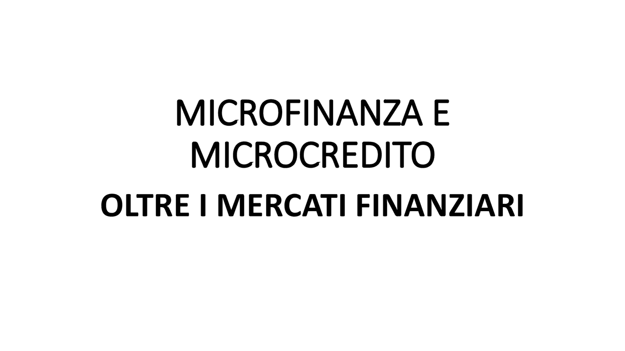 Microcredito Appunti Di Sociologia Del Denaro Docsity