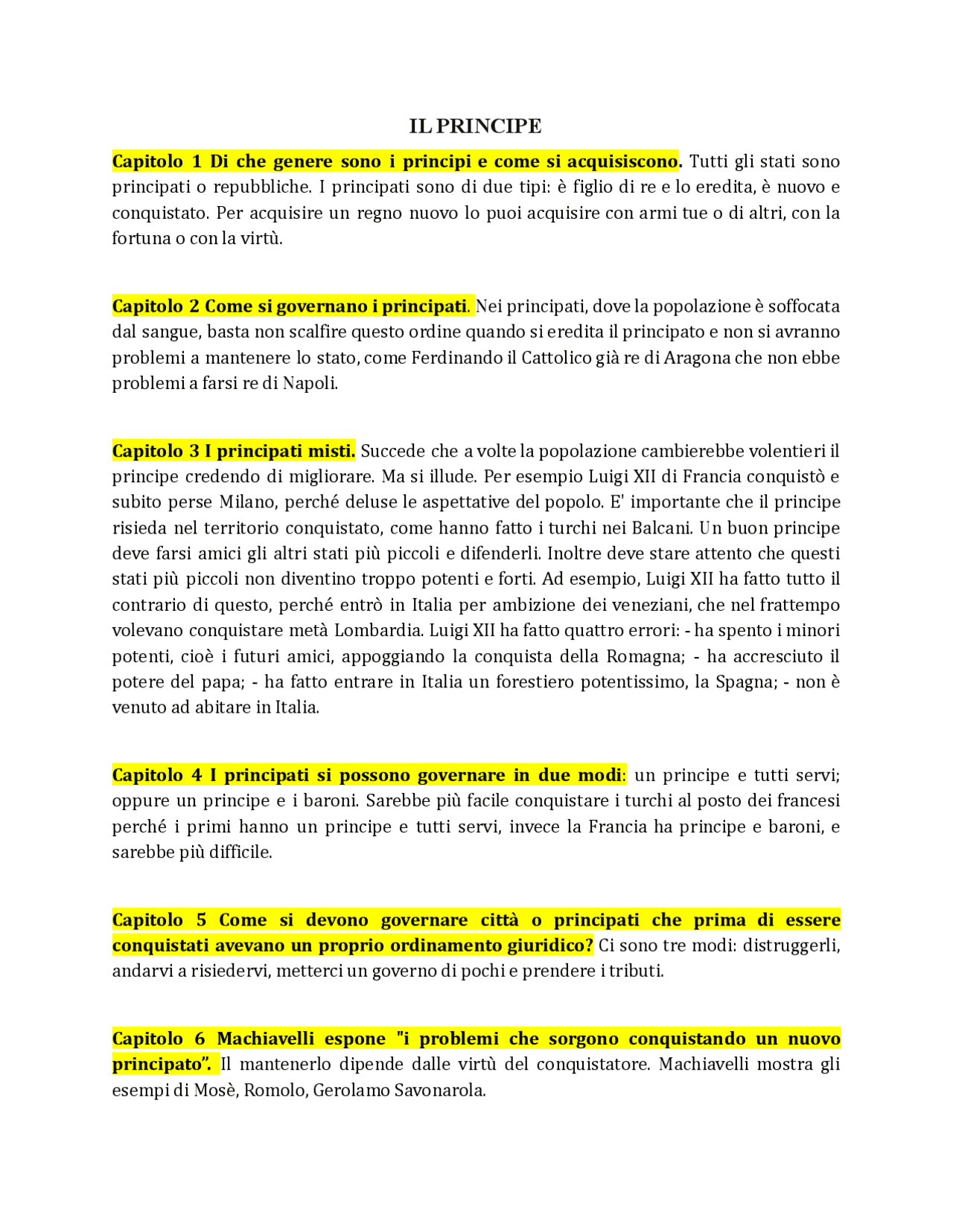 Nicolò Machiavelli Il Principe Docsity