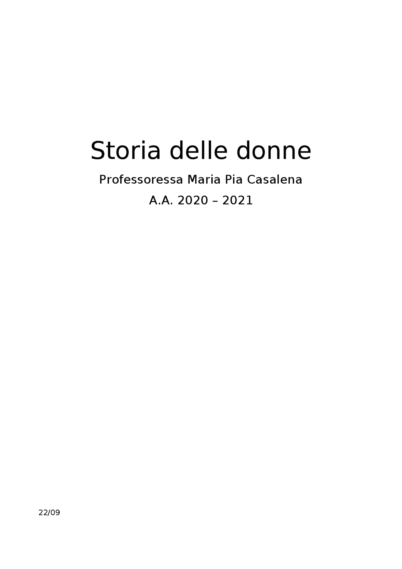 Appunti Storia Delle Donne Docsity
