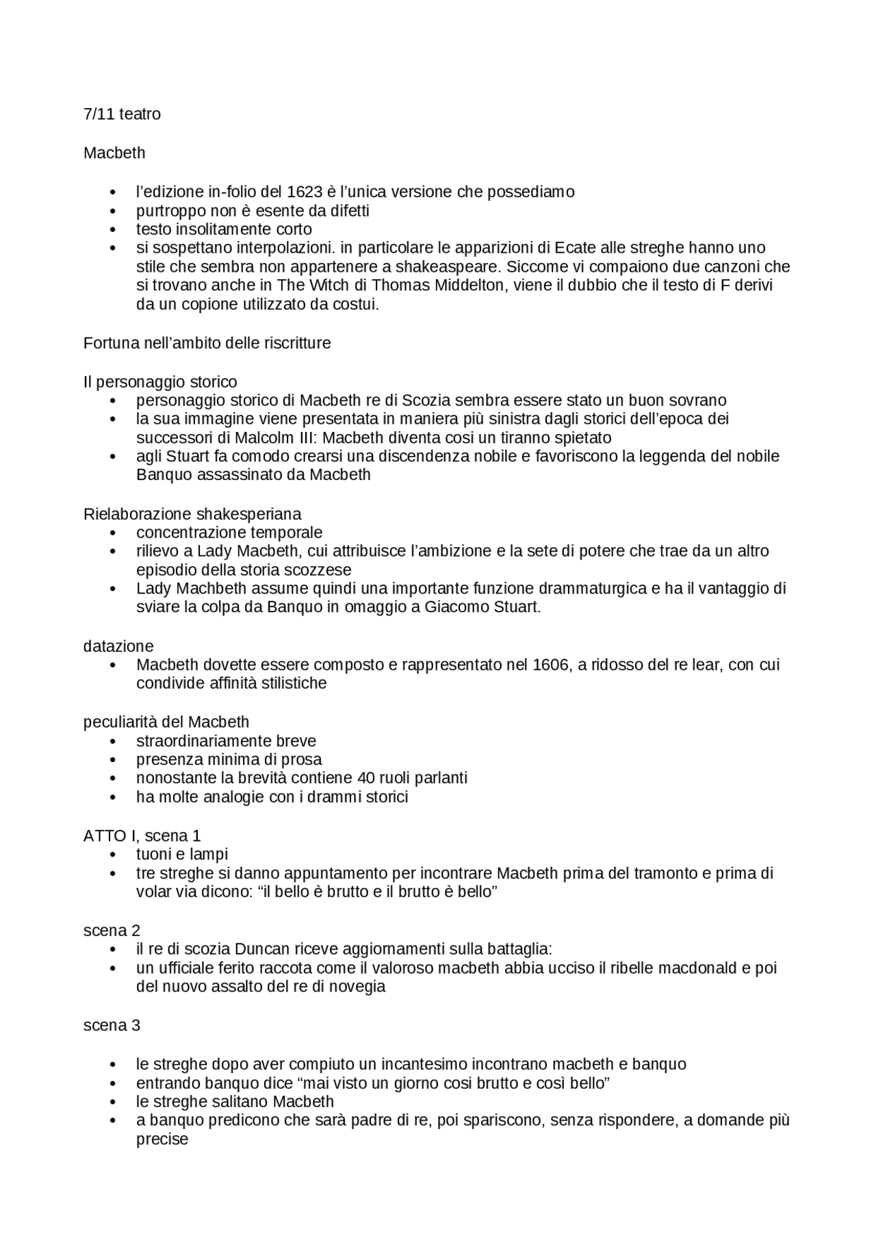 Storia Del Teatro Macbeth Docsity