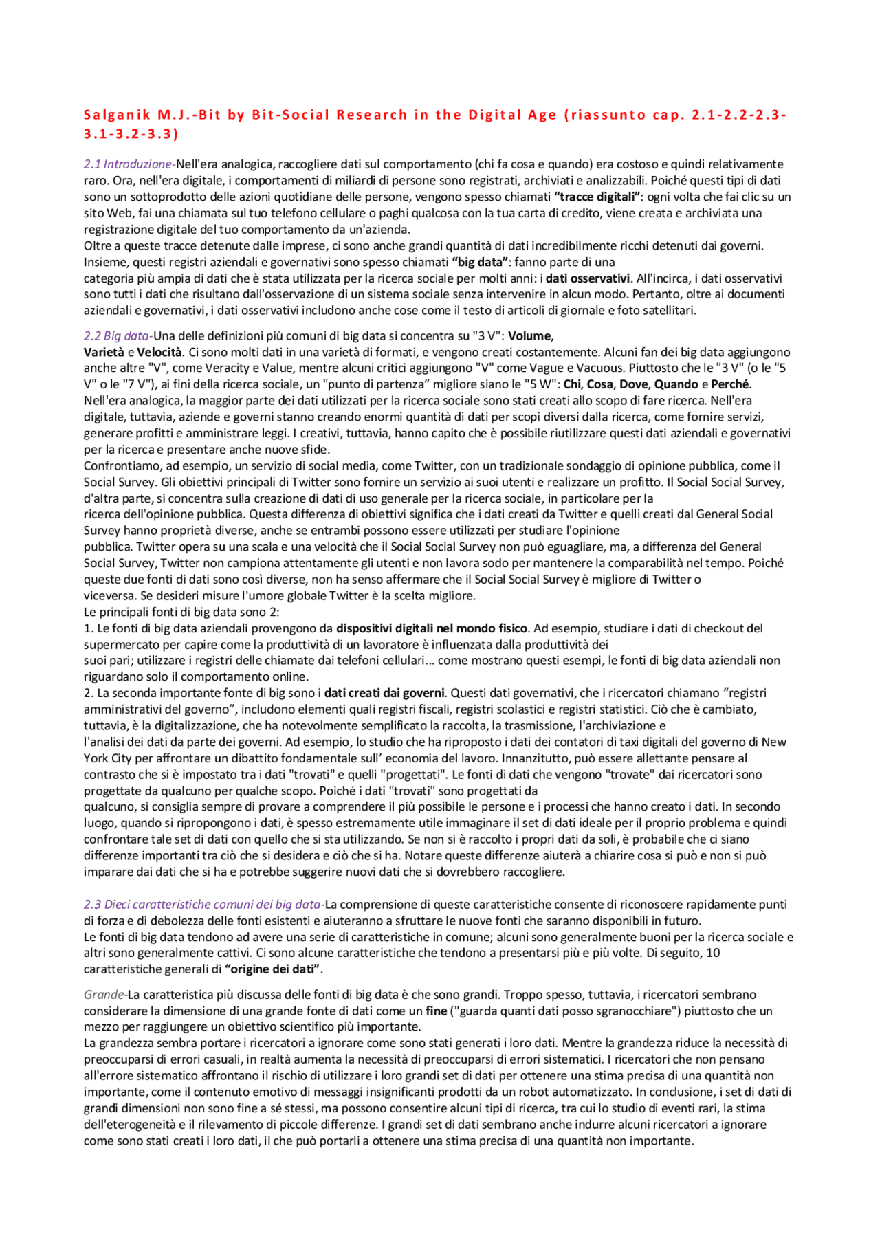 Salganik Mj Bit By Bit Social Research In The Digital Age Sintesi