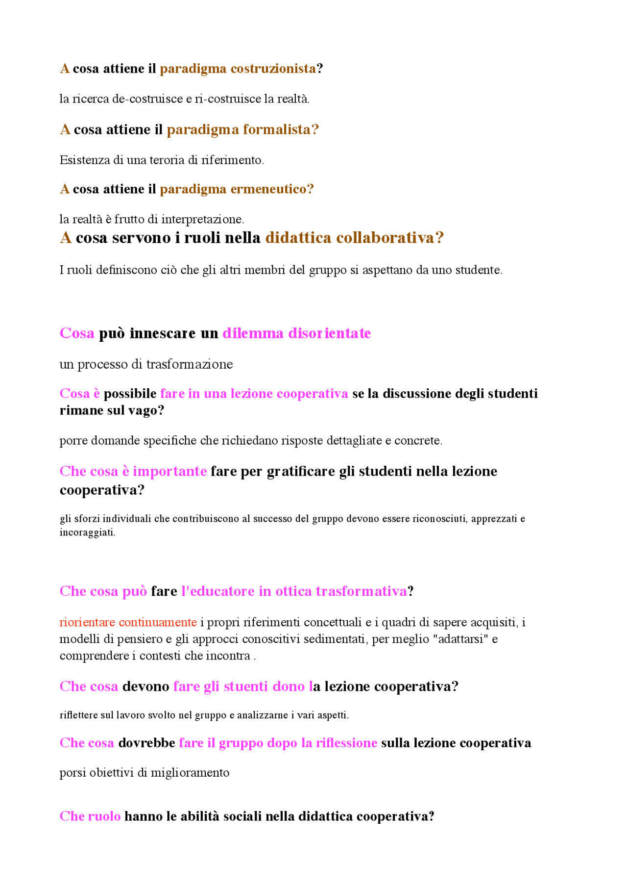 Percorso Formativo 24 Cfu Ecampus Metodologia Paniere Domande Docsity