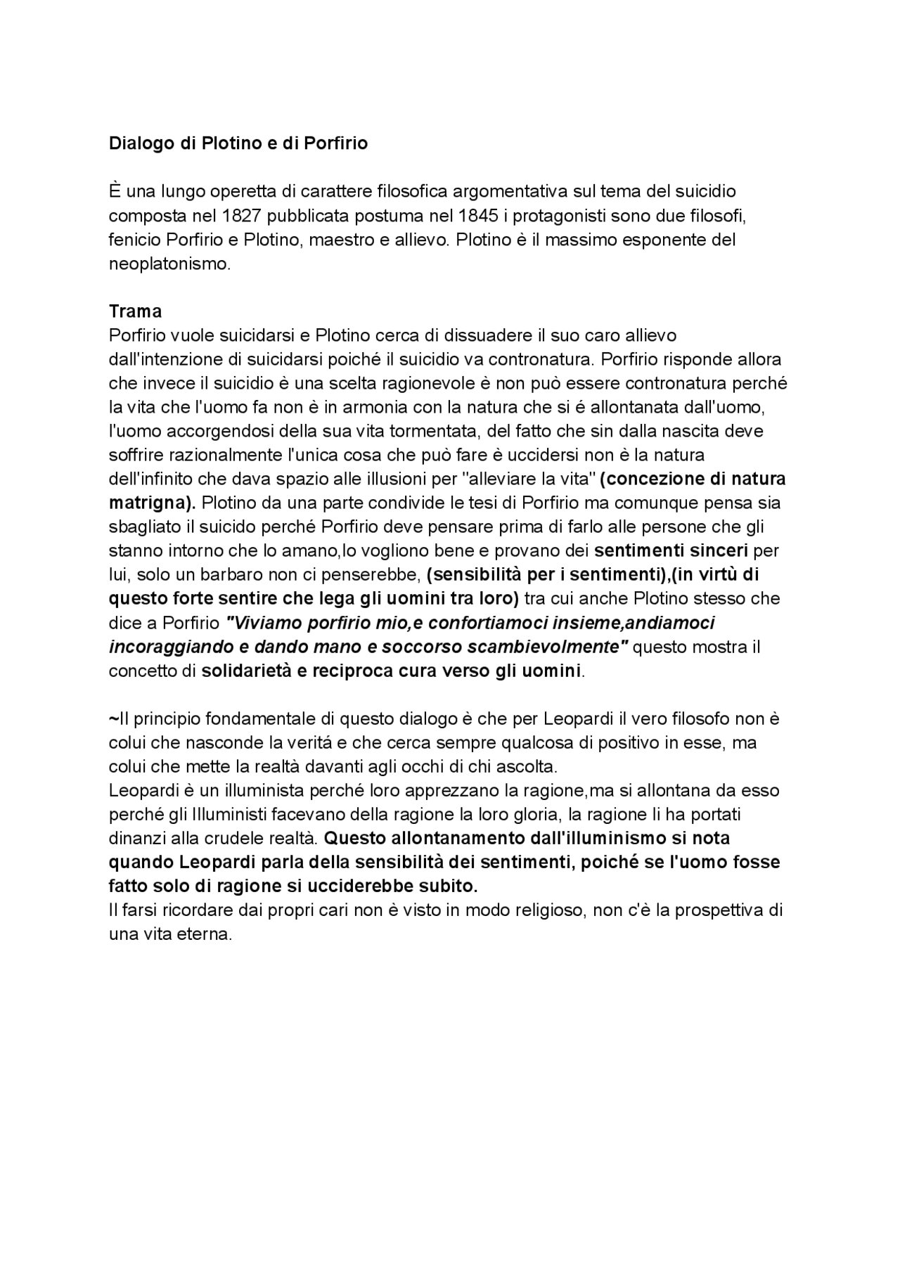 Dialogo Di Plotino E Porfirio Docsity