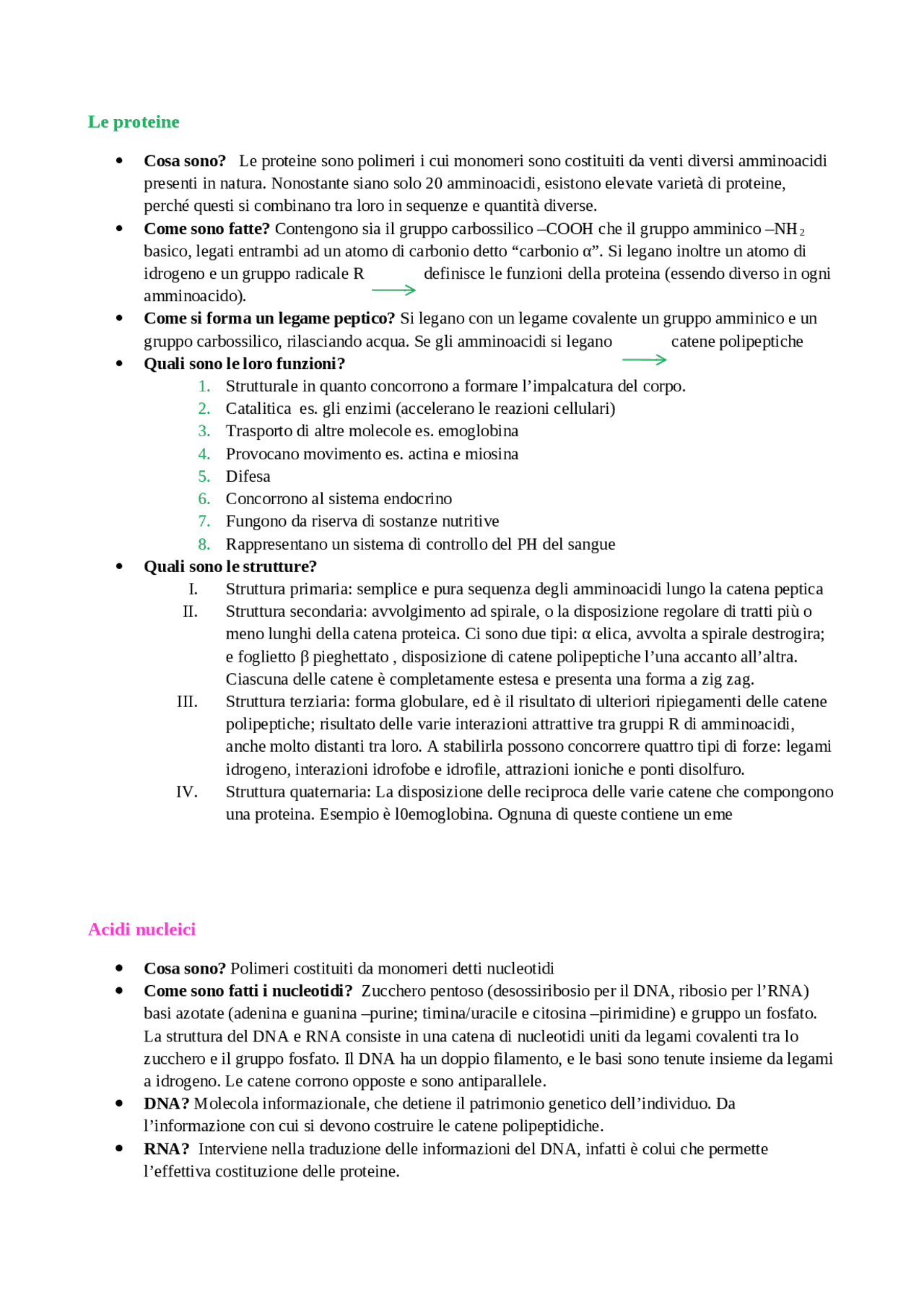 Proteine Dna Acidi Nucleici Docsity